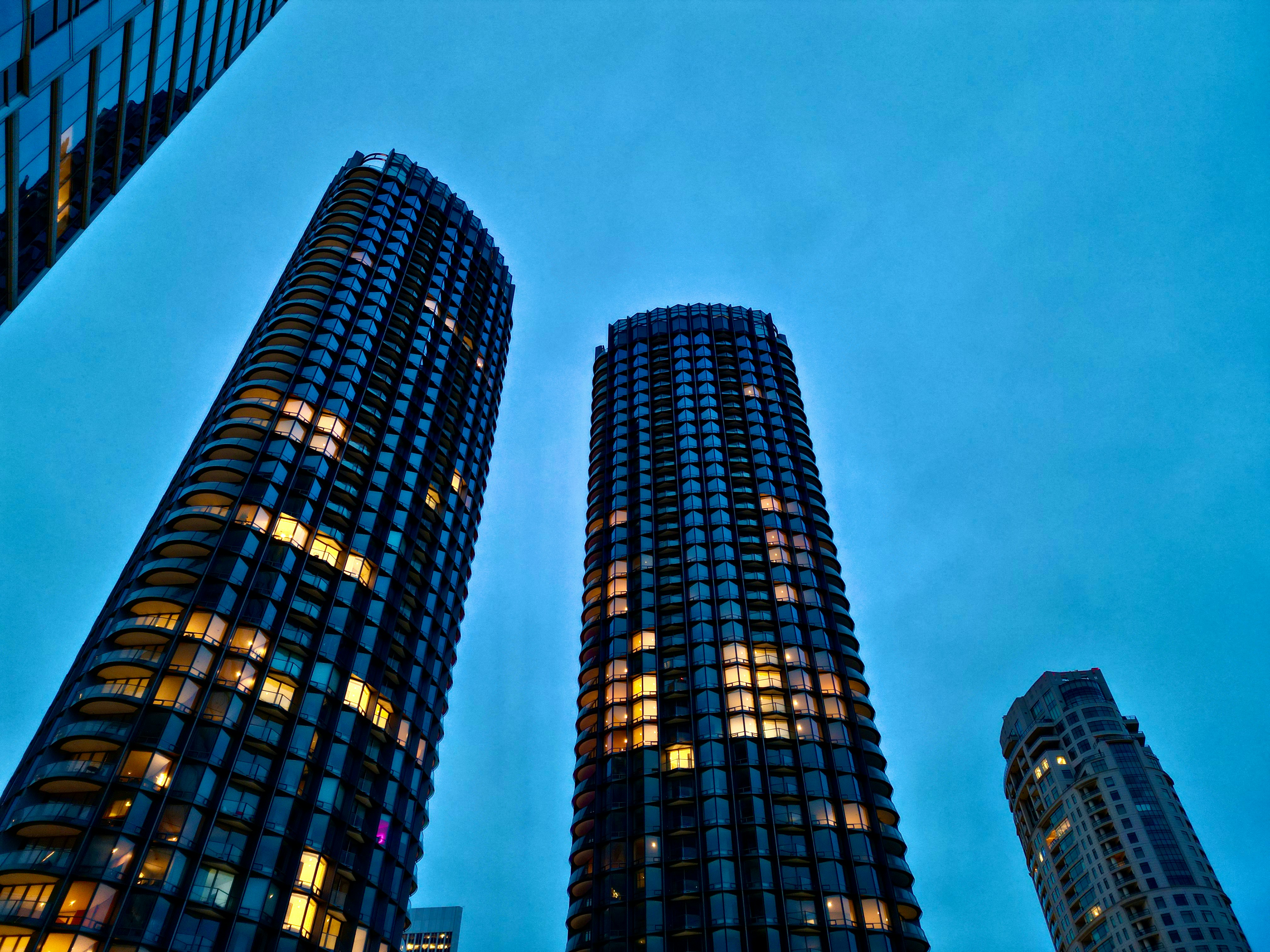Twin Towers in Blue Hour Glow