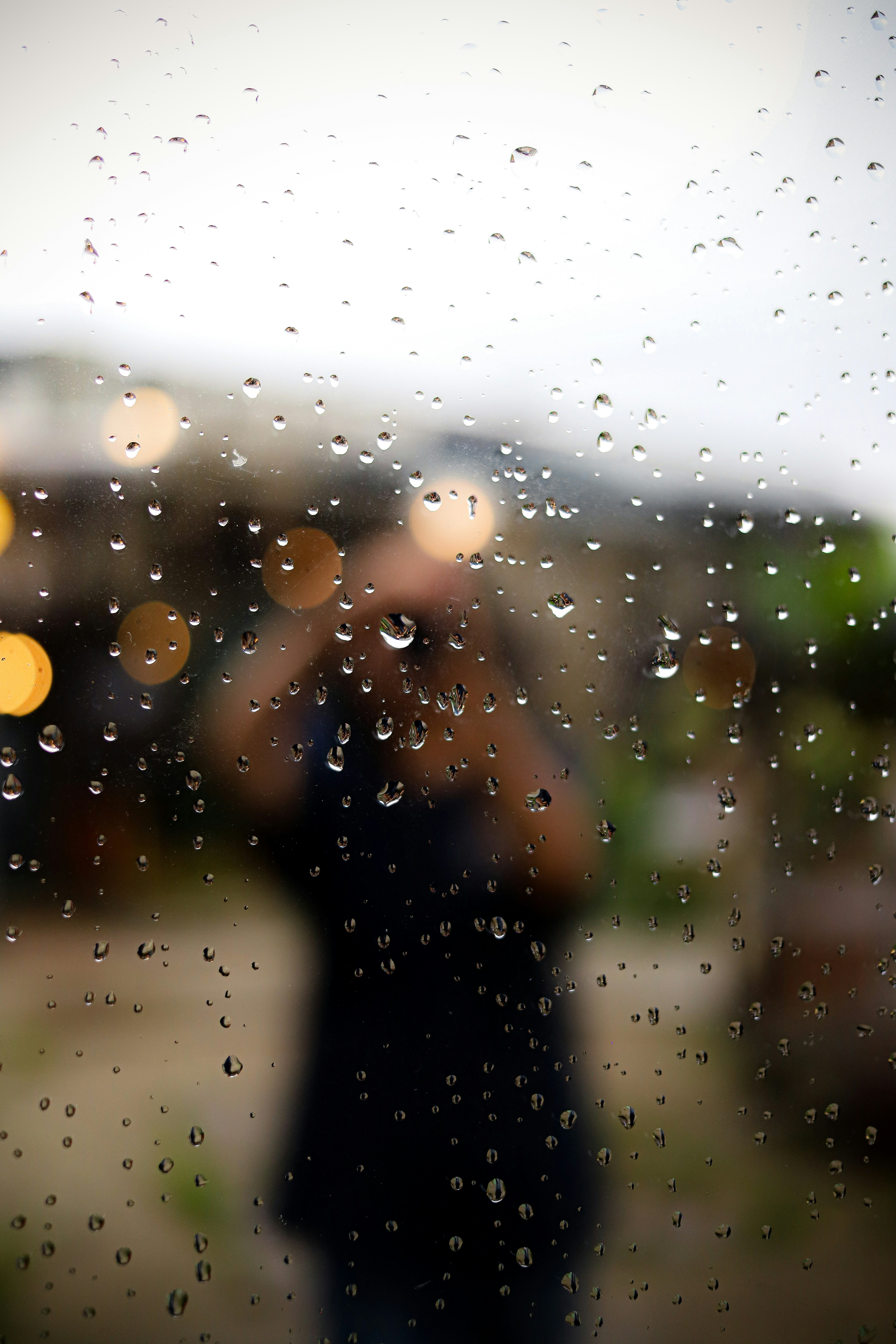 A person taking a picture through a rain covered window photo – Free ...