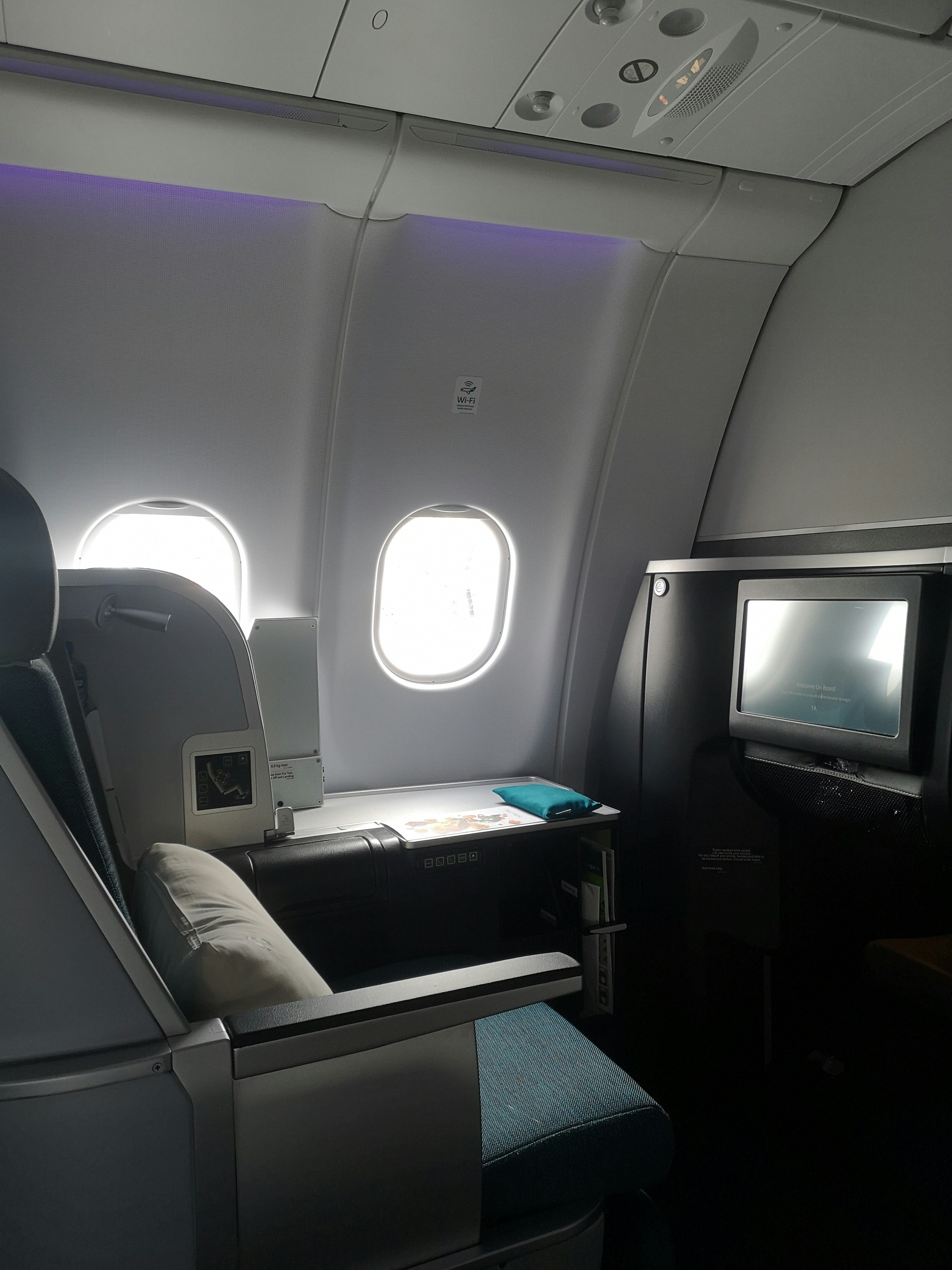 The inside of an airplane with a flat screen tv photo – Free Aer lingus ...