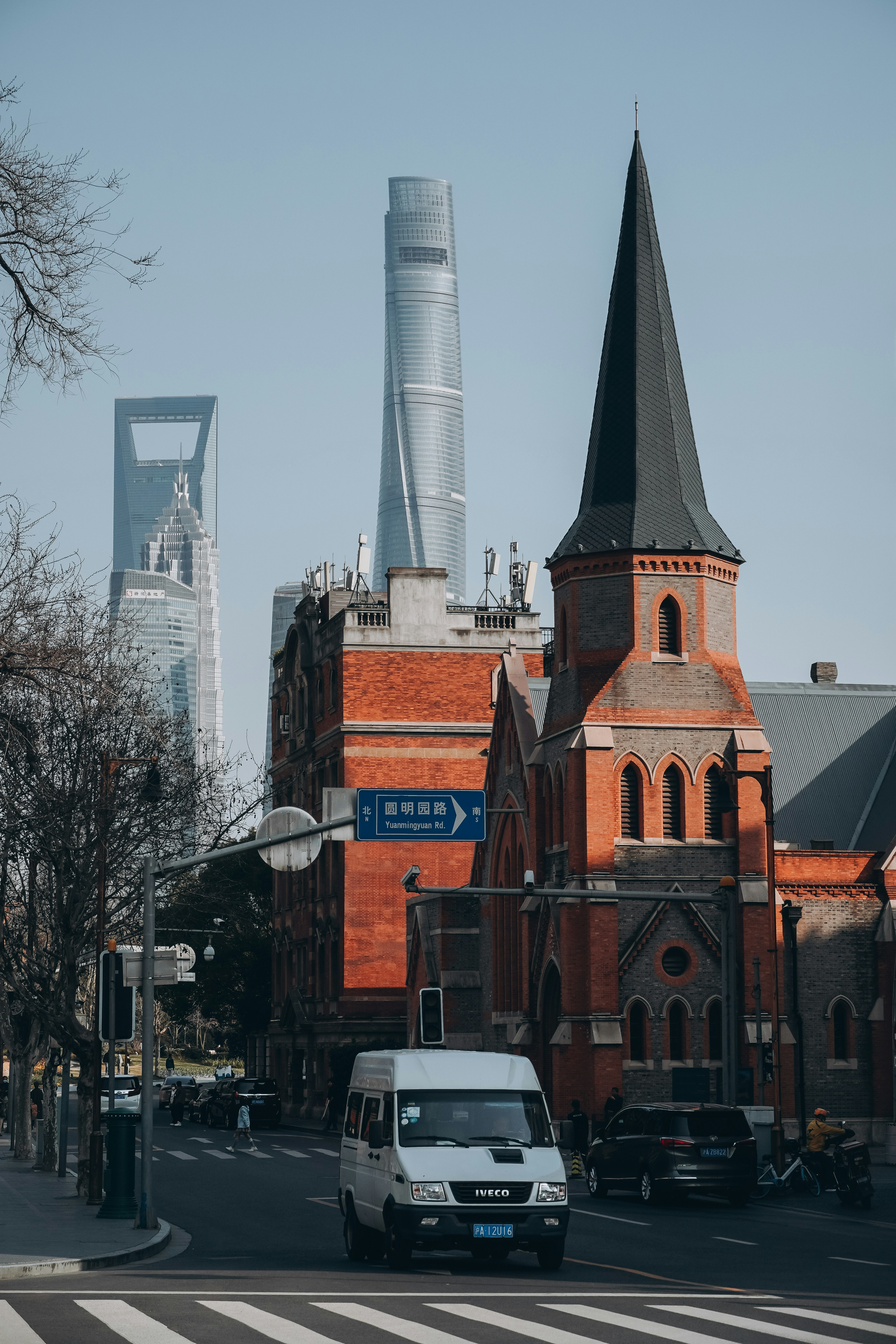 Brick Steeple in the Shadow of Shanghai's Glass Giants