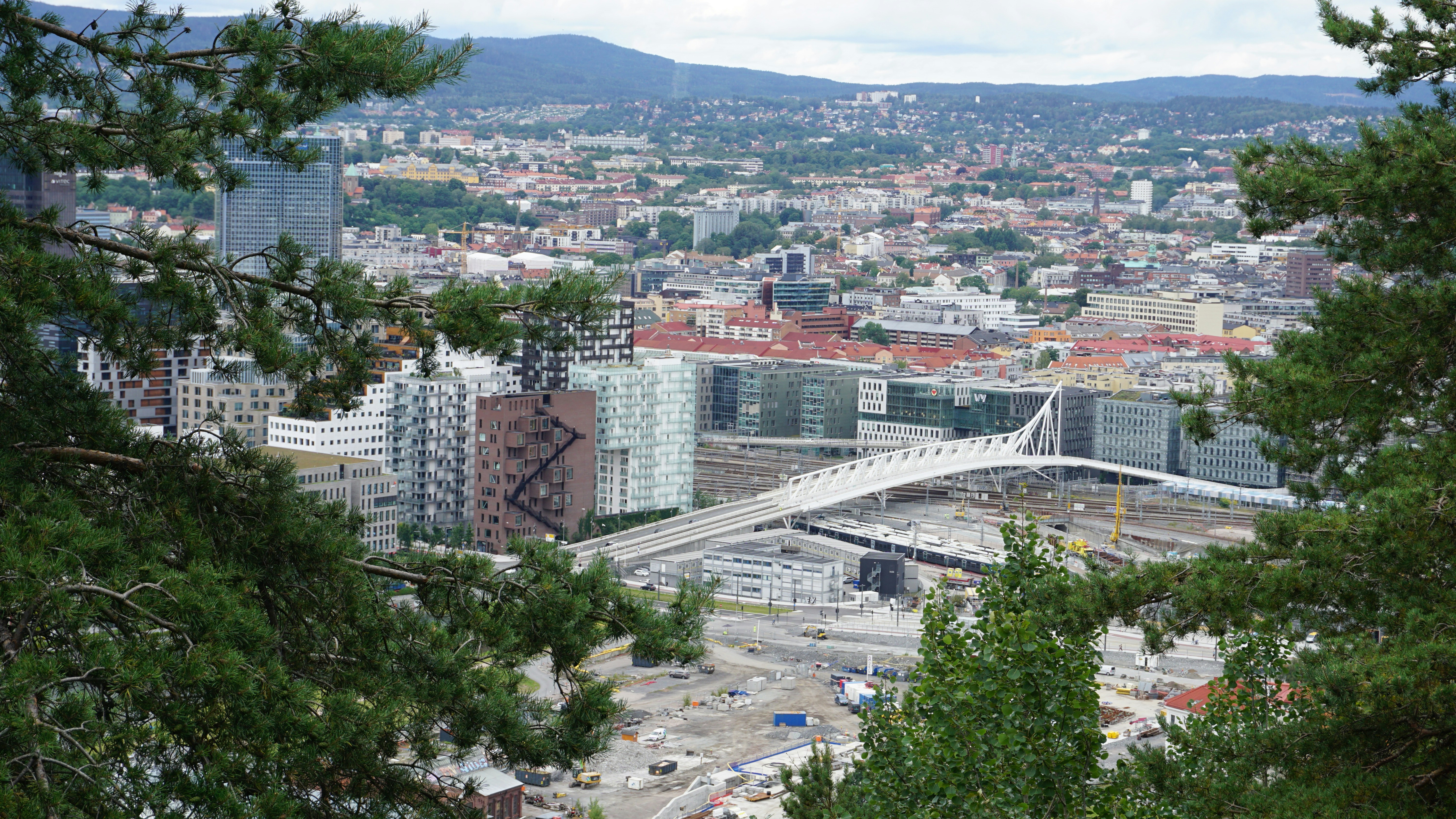 a view of a city from a hill