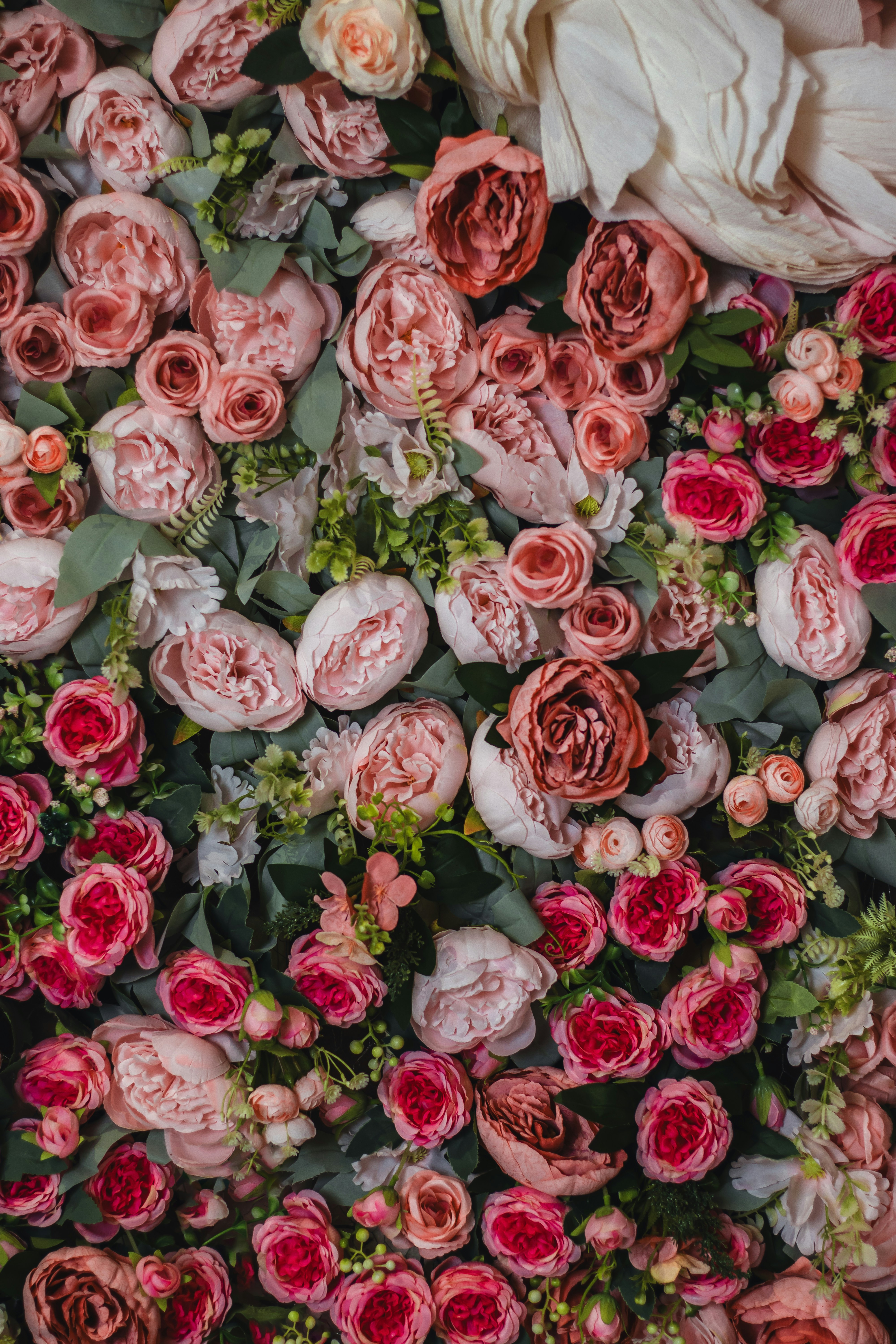 Blush Velvet: A Dense Drift of Pink Roses and Foliage