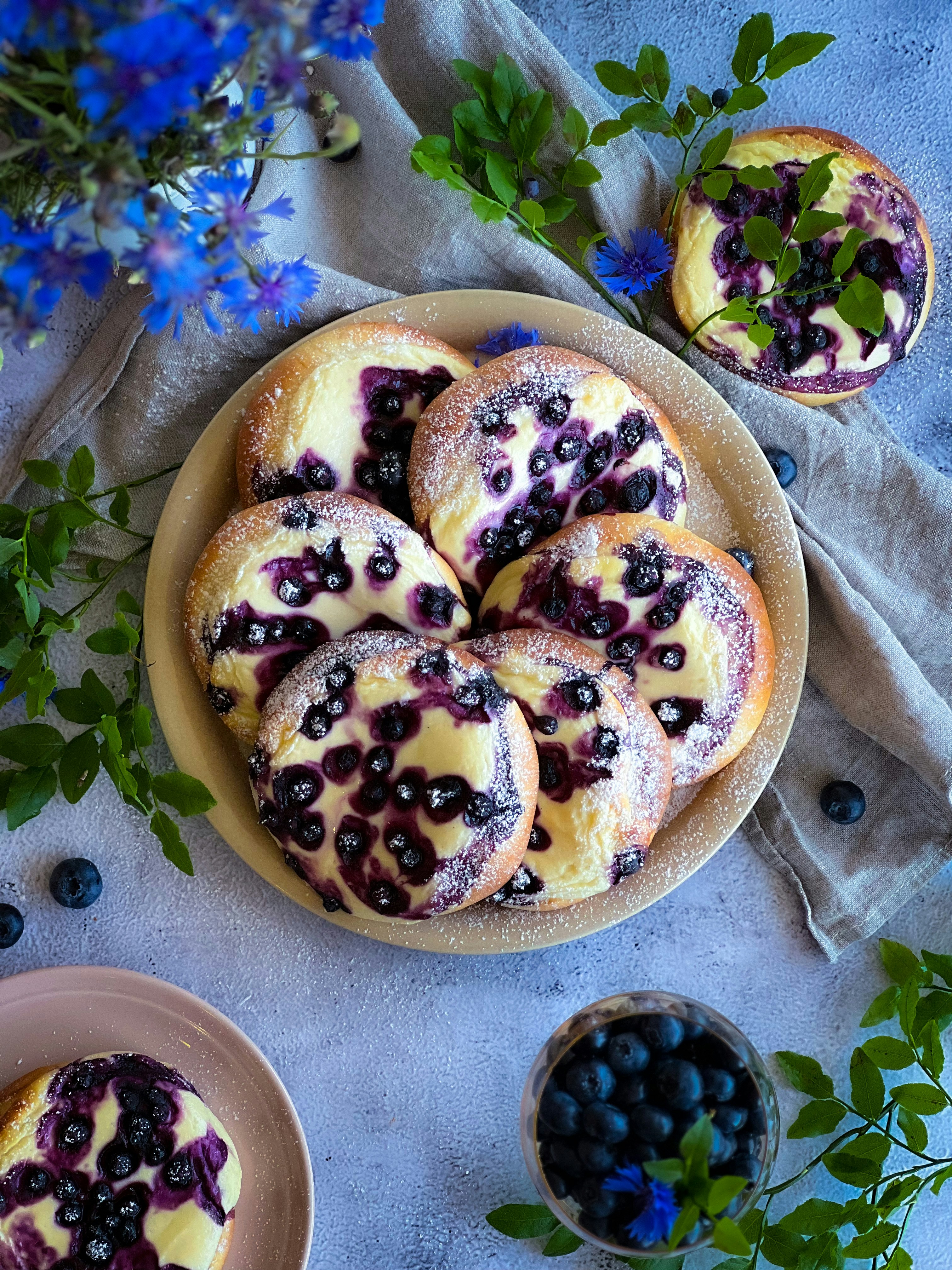 Yeast Dough Blueberry And Cream Cheese Pies