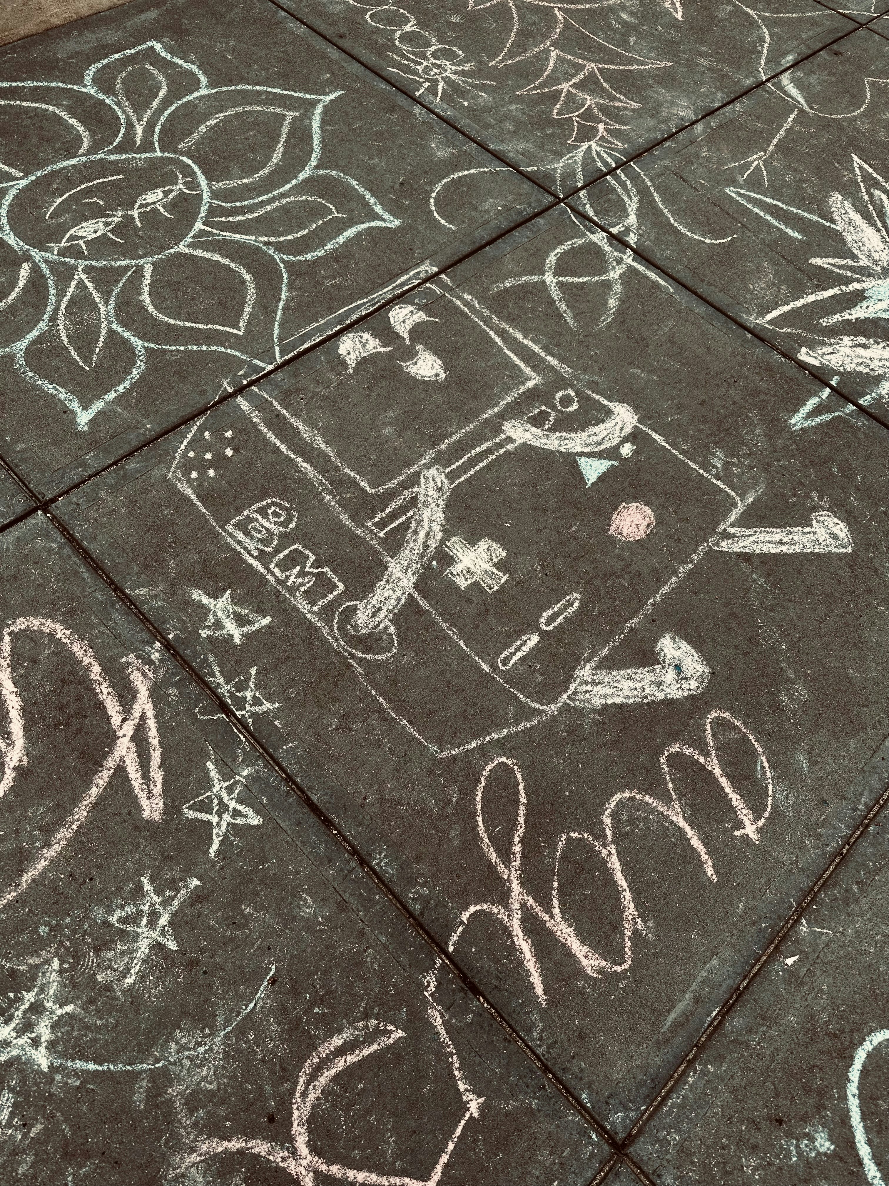 A sidewalk with chalk writing on it photo – Free Wayne county Image on ...