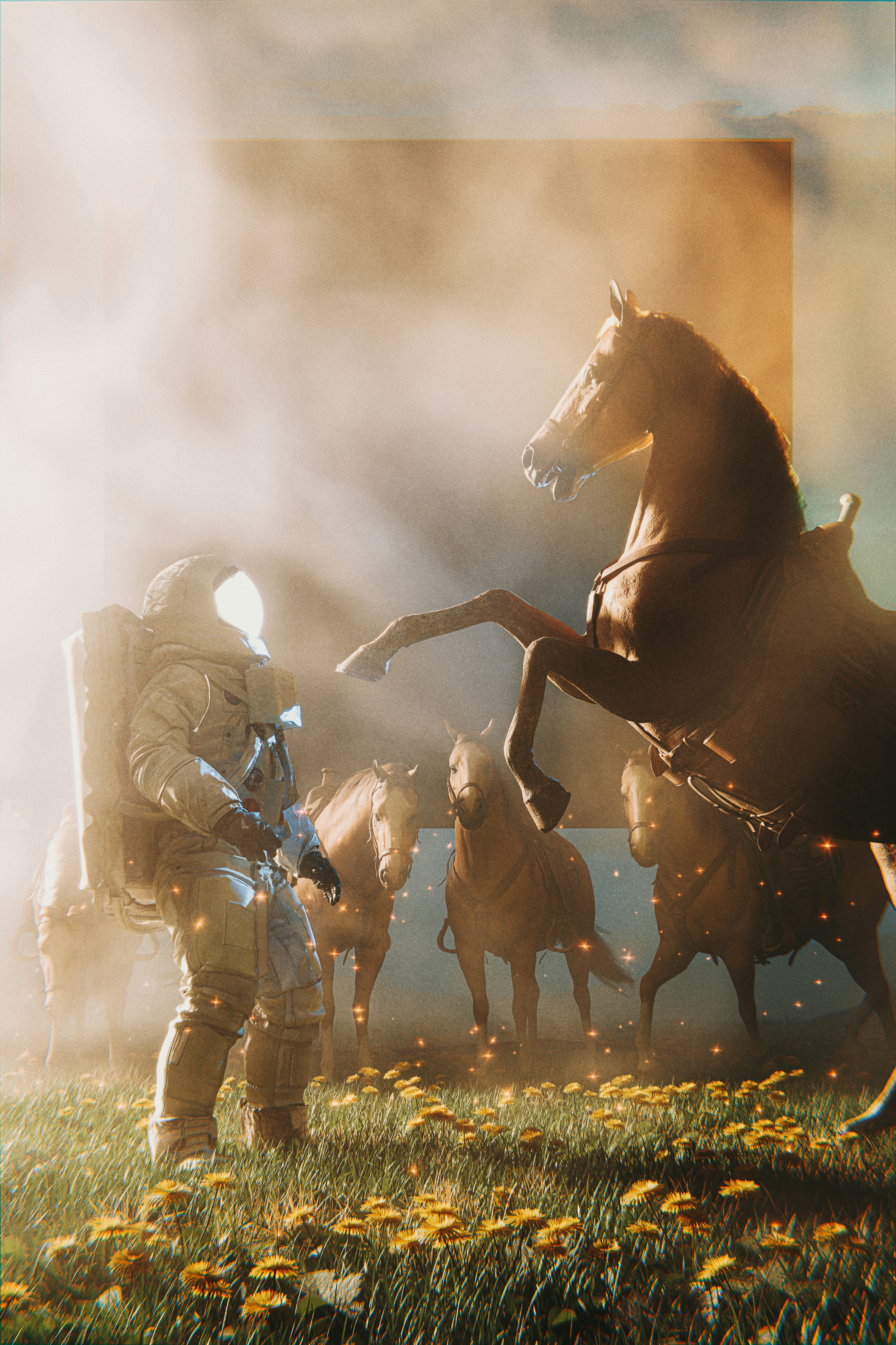 Un groupe de personnes dans un champ avec des chevaux photo – Photo ...