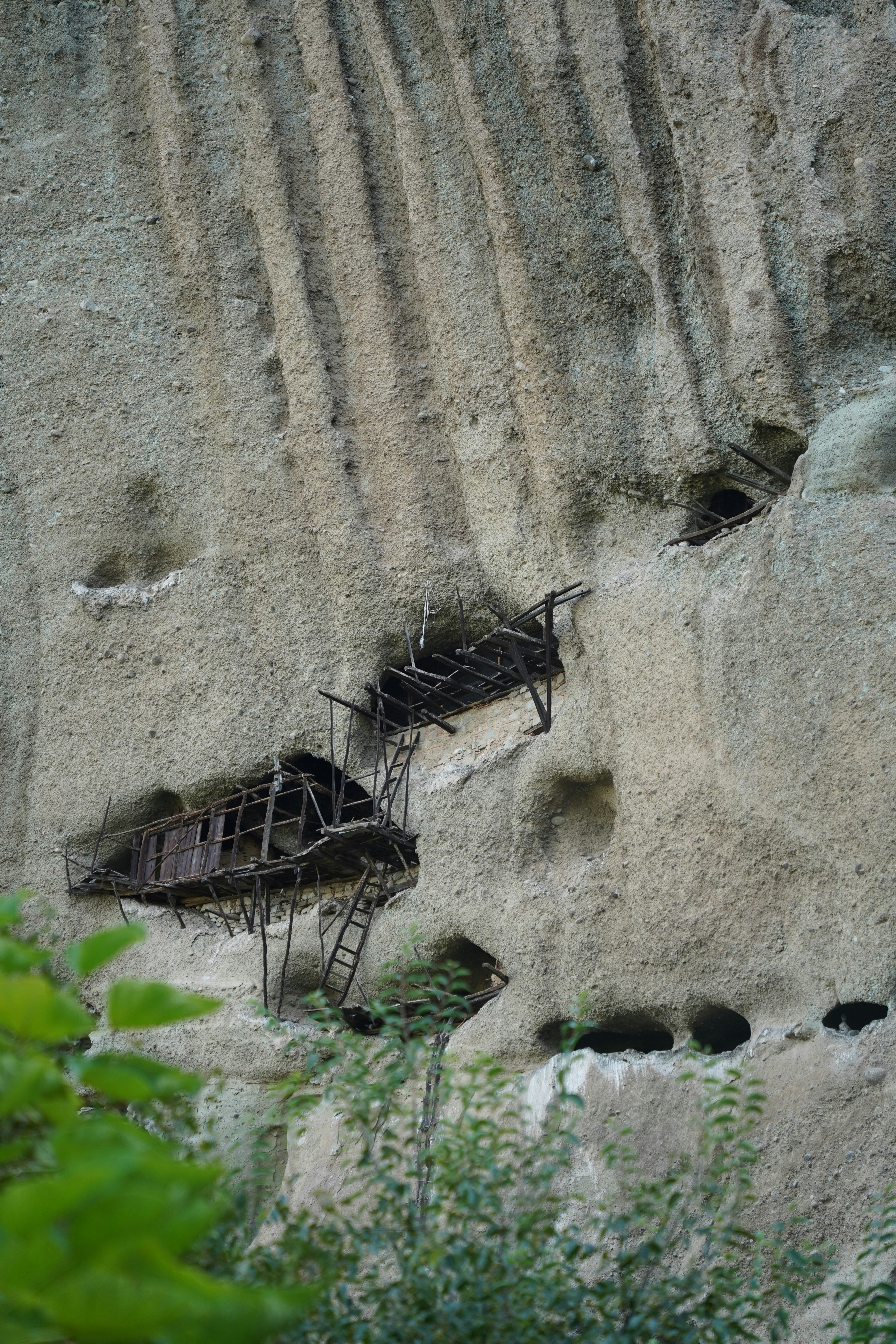 A rock face with a ladder and ladders on it photo – Free Meteora Image ...
