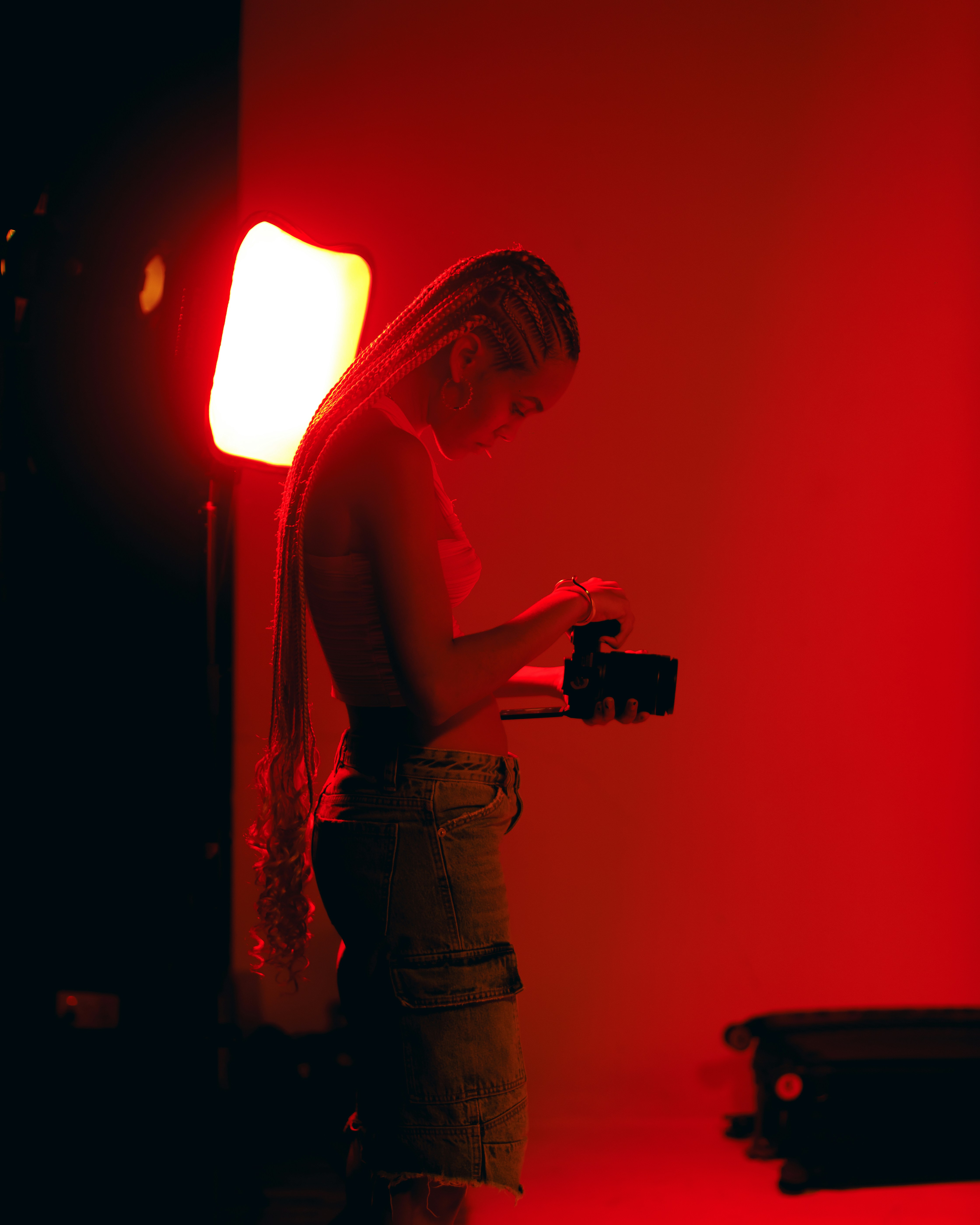 Red Light Studio Portrait: Focused on a Shot in Silence