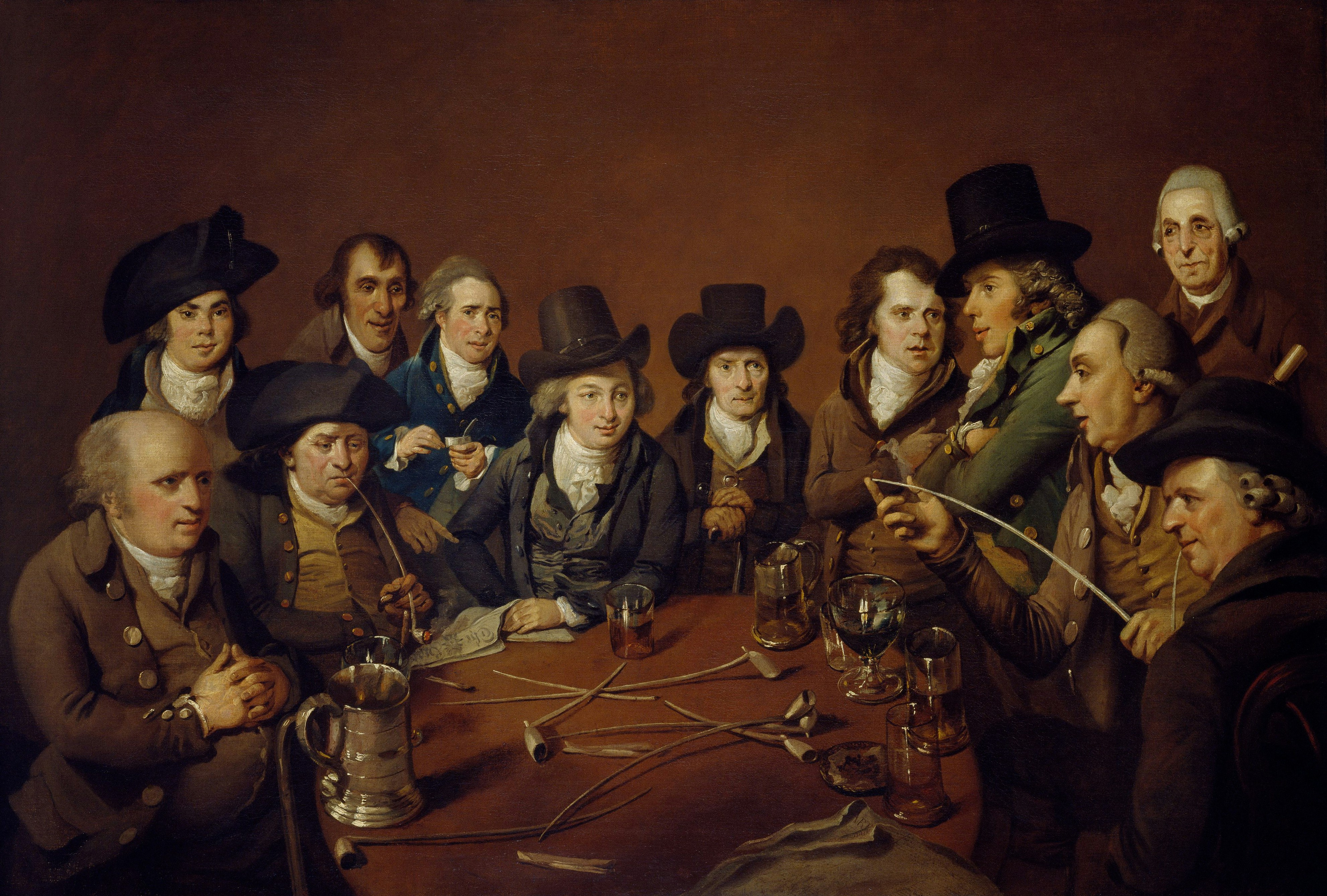 A painting of a group of people sitting around a table photo – Free Art ...