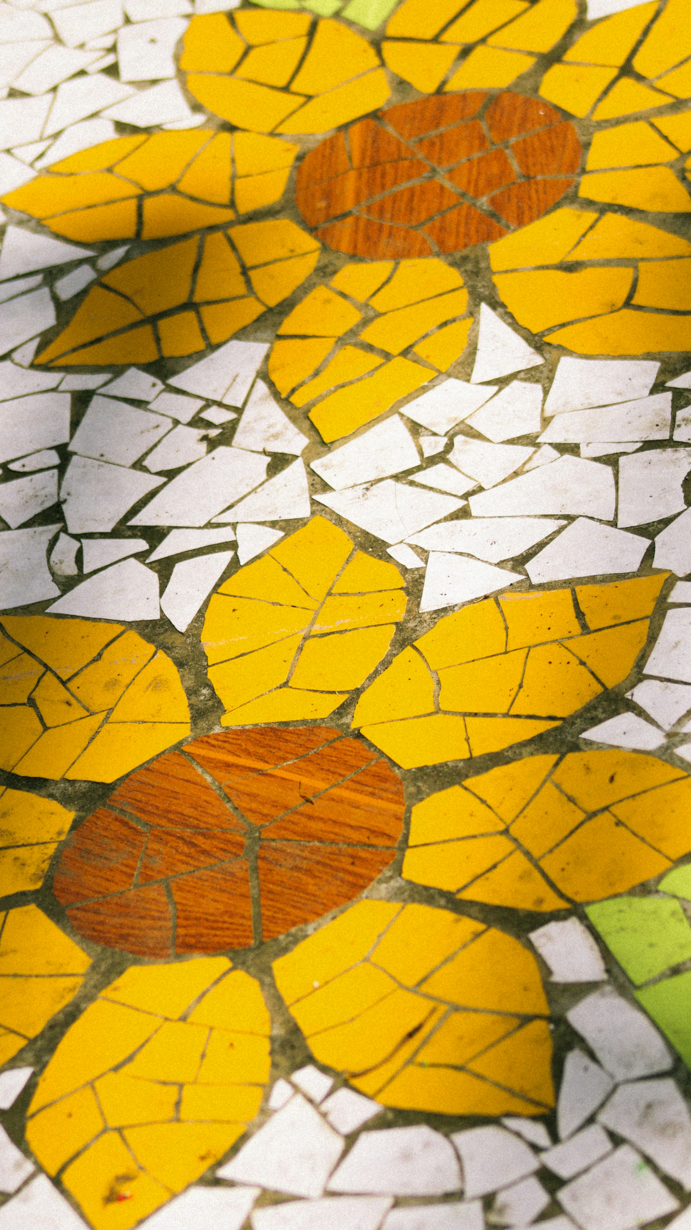 Tile Sunflowers: Radiant Yellow Petals Forming a Mosaic Sun