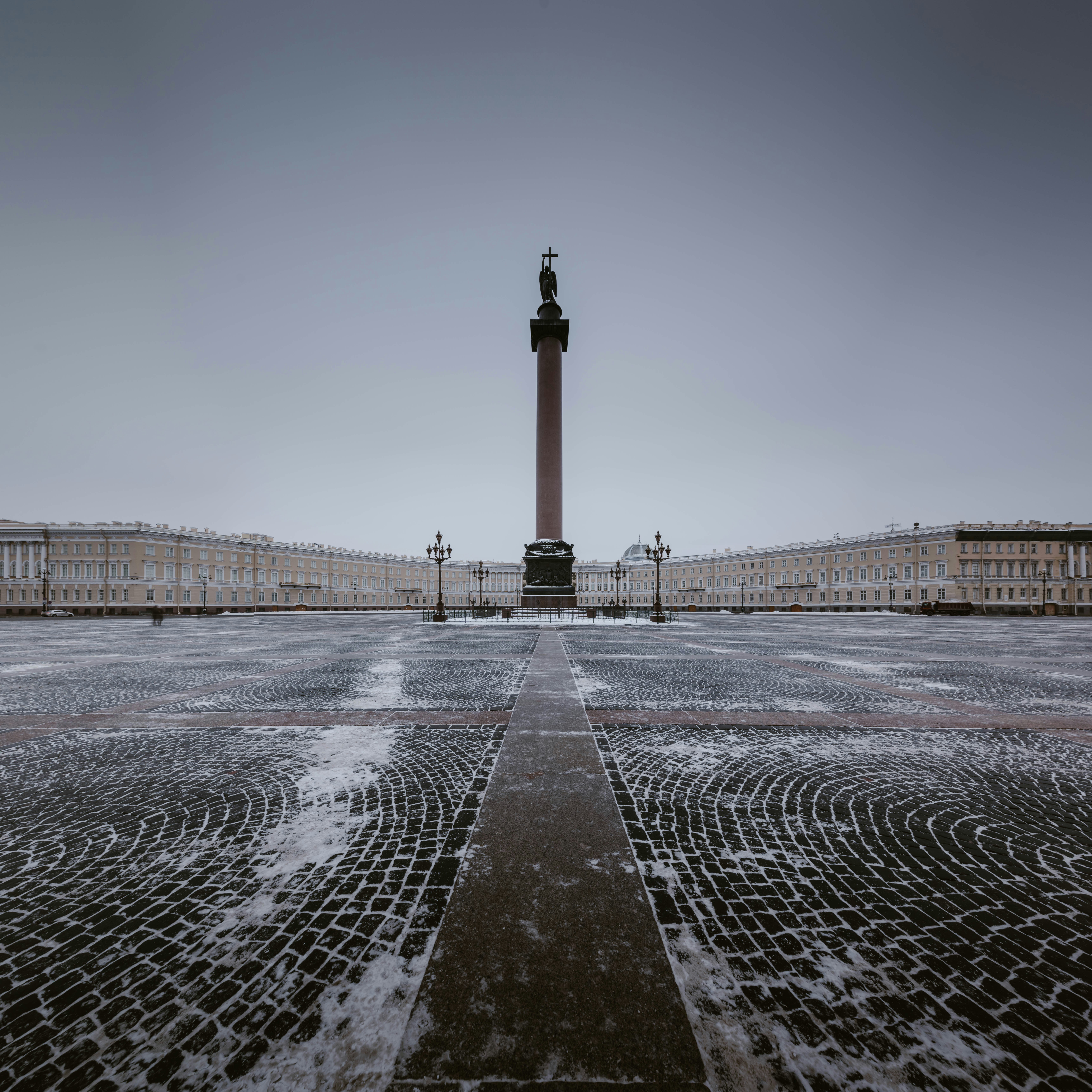 Monument at the Horizon: A Central Axis Through an Empty Plaza