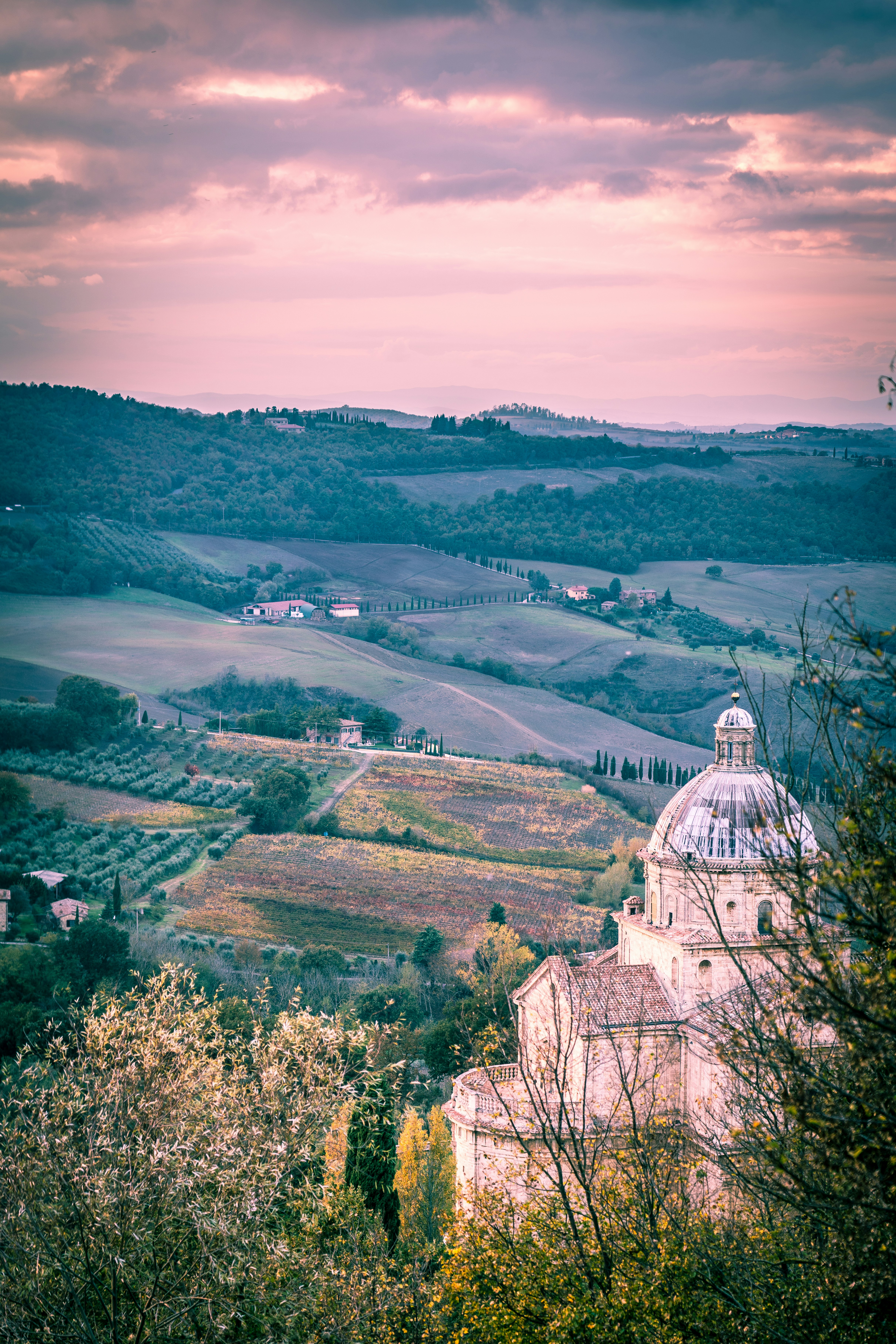 Hilltop Dome at Dusk: Sunset over Painted Valleys