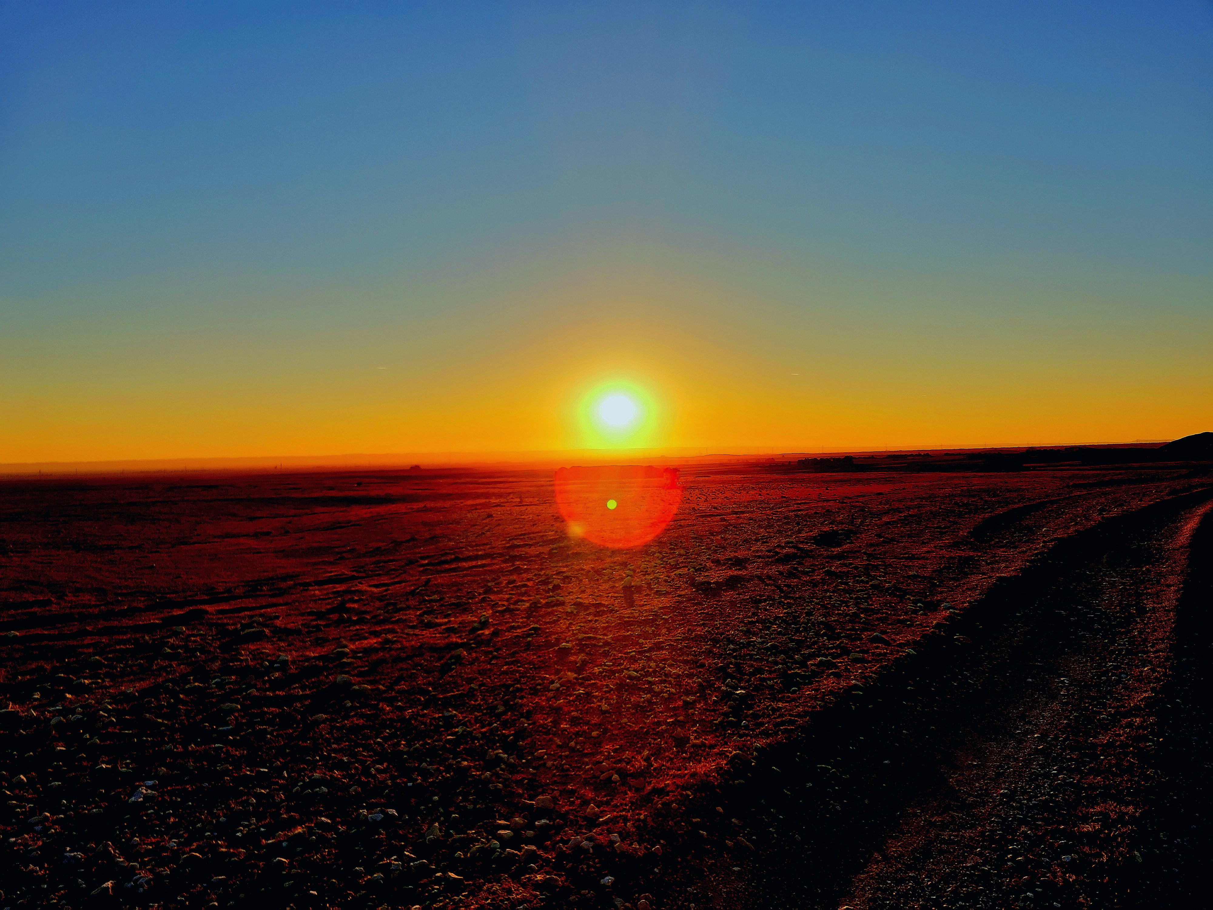 a beautiful sunset on desert