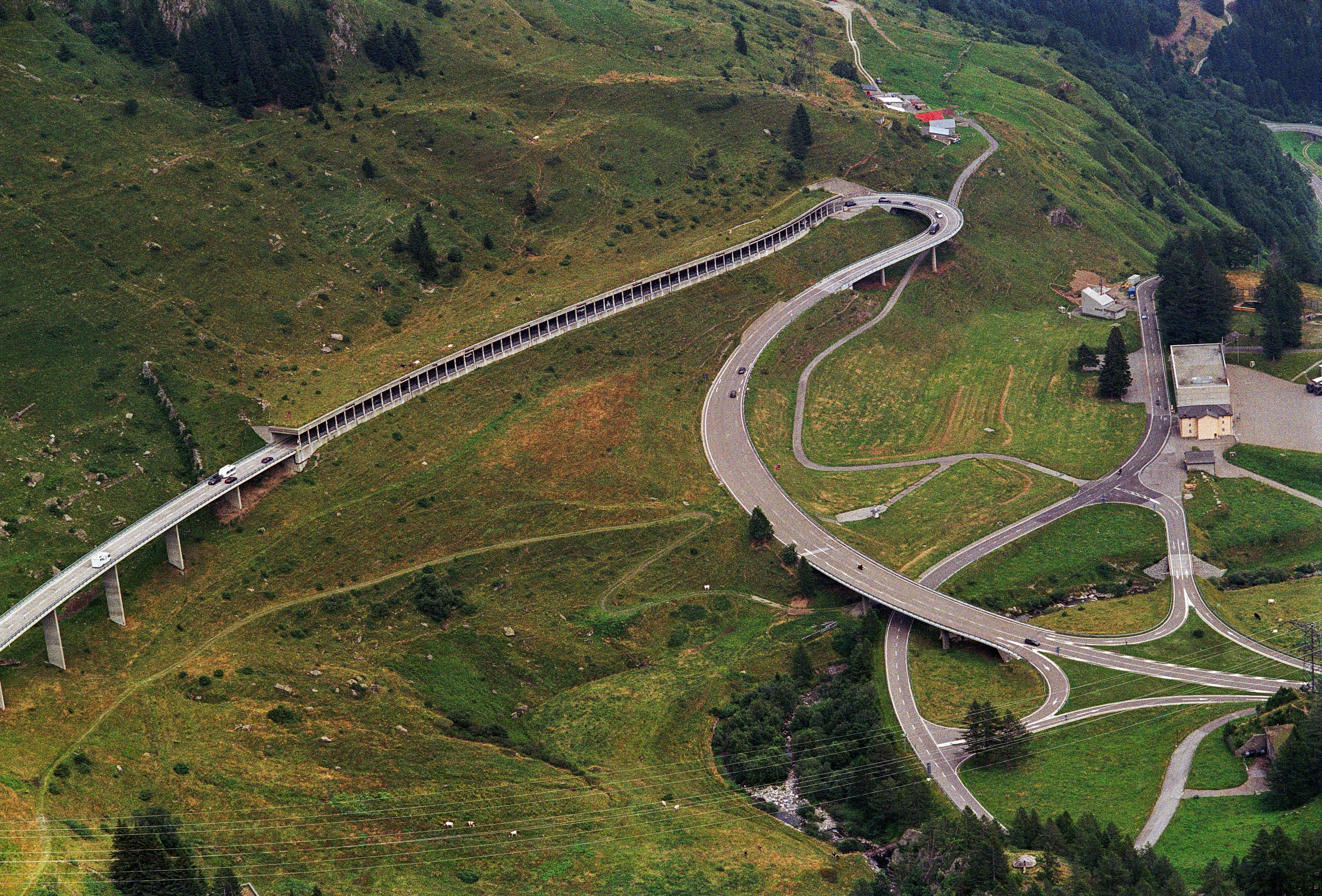 Viaduct Ribbon: Aerial Curves Over Alpine Meadows