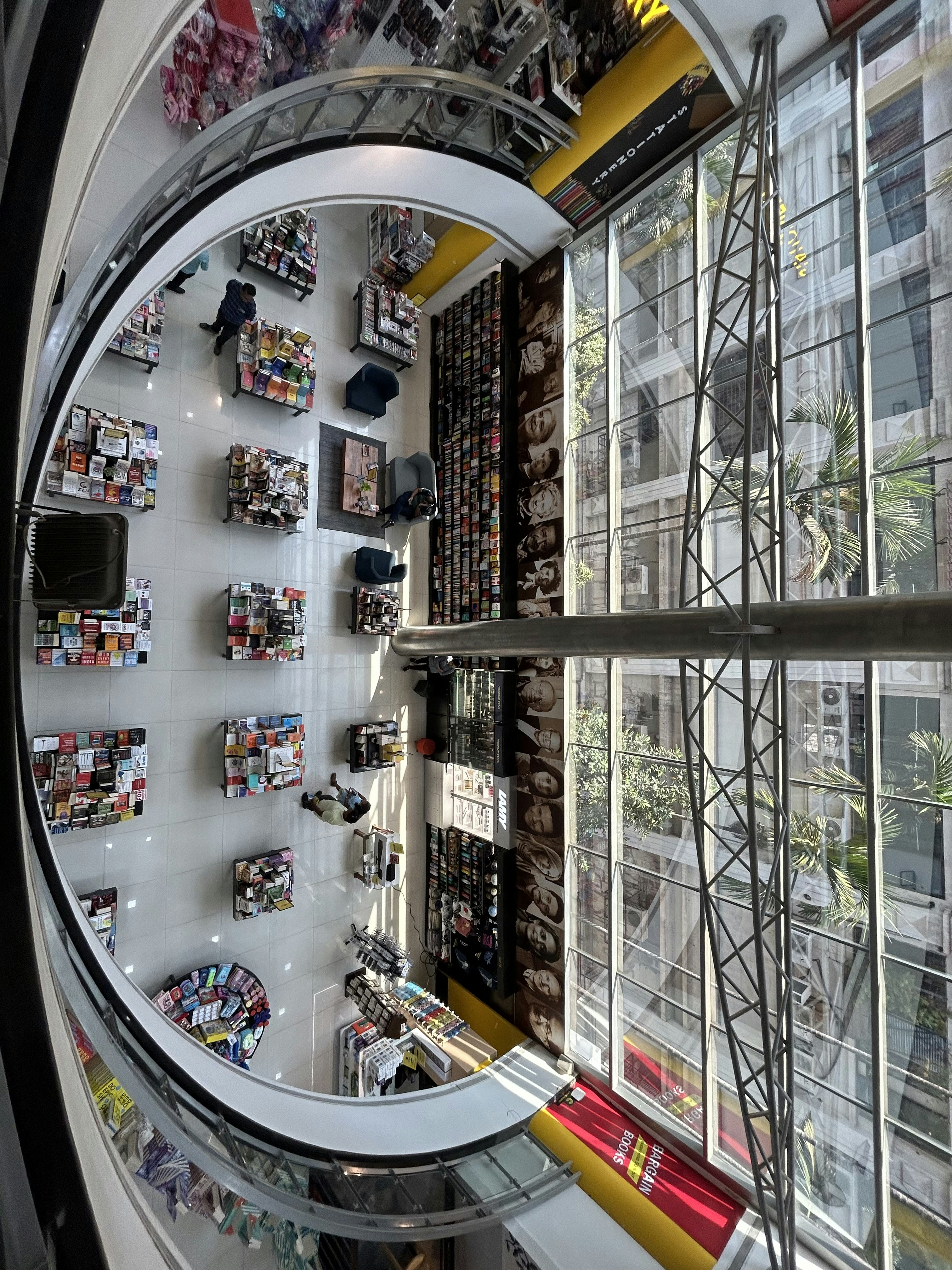 A view of the inside of a building through a circular window photo ...