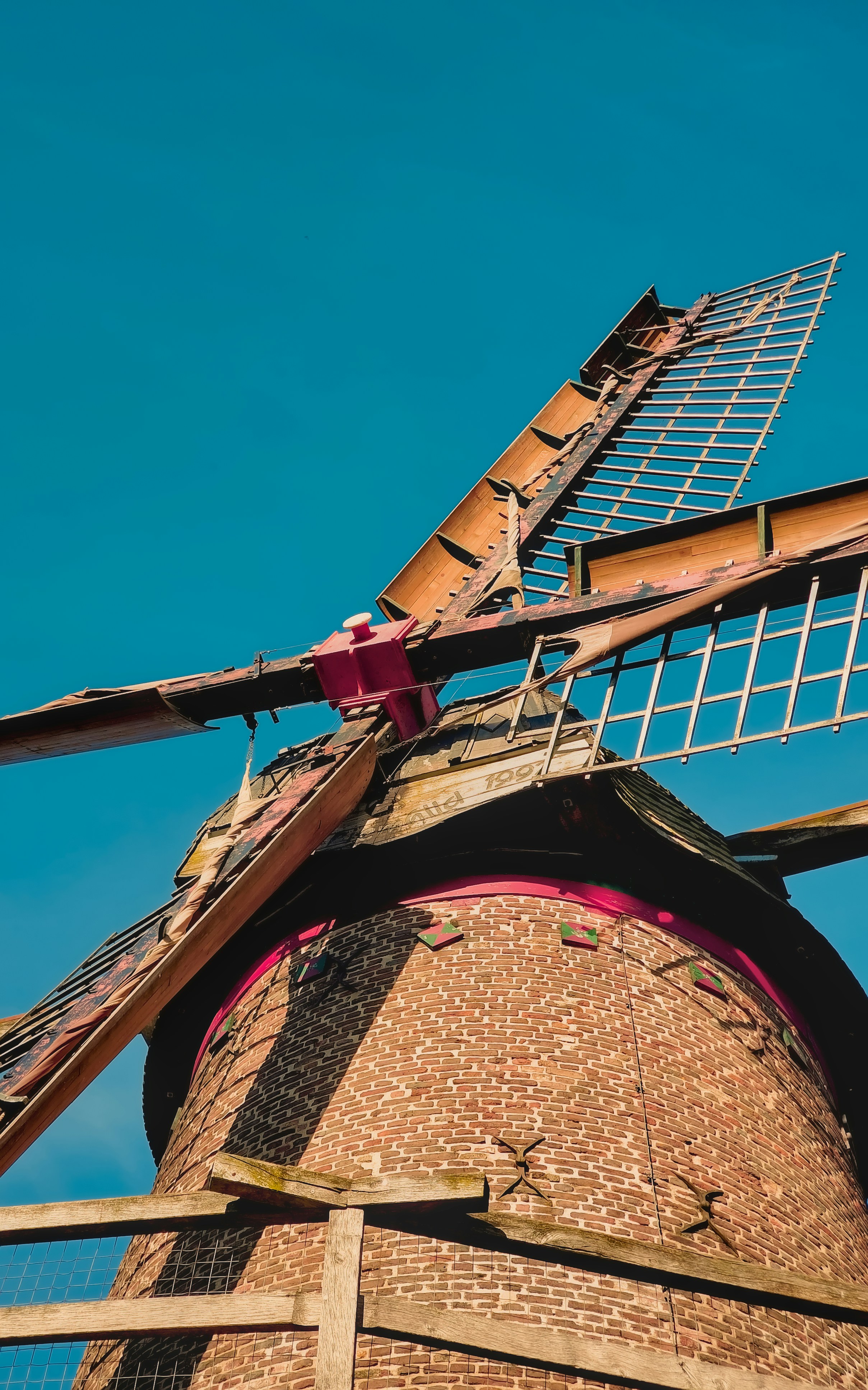 Tilted Windmill Against a Cerulean Sky