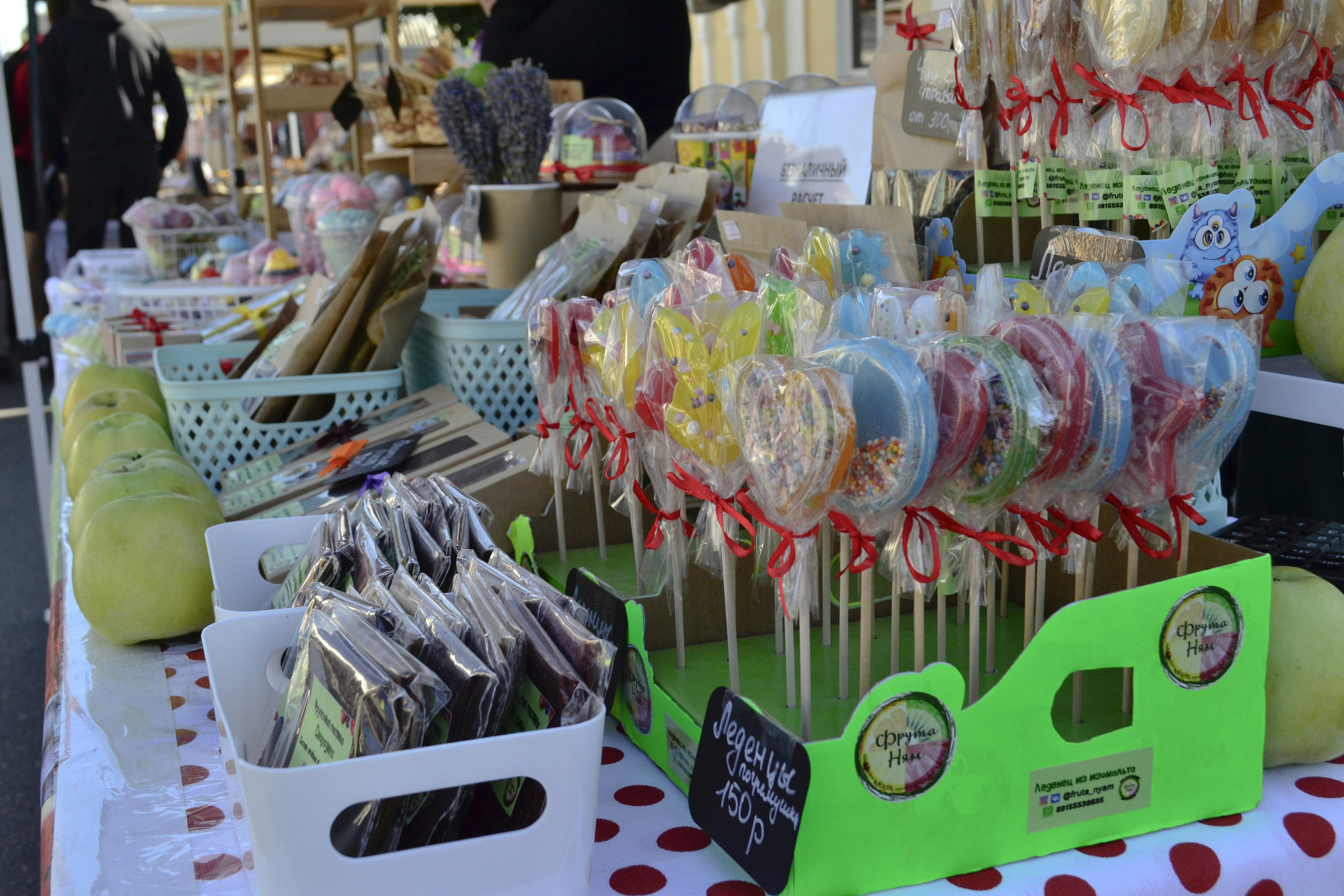Candy-coated Market Treasures: Candy Hearts and Treats on Display