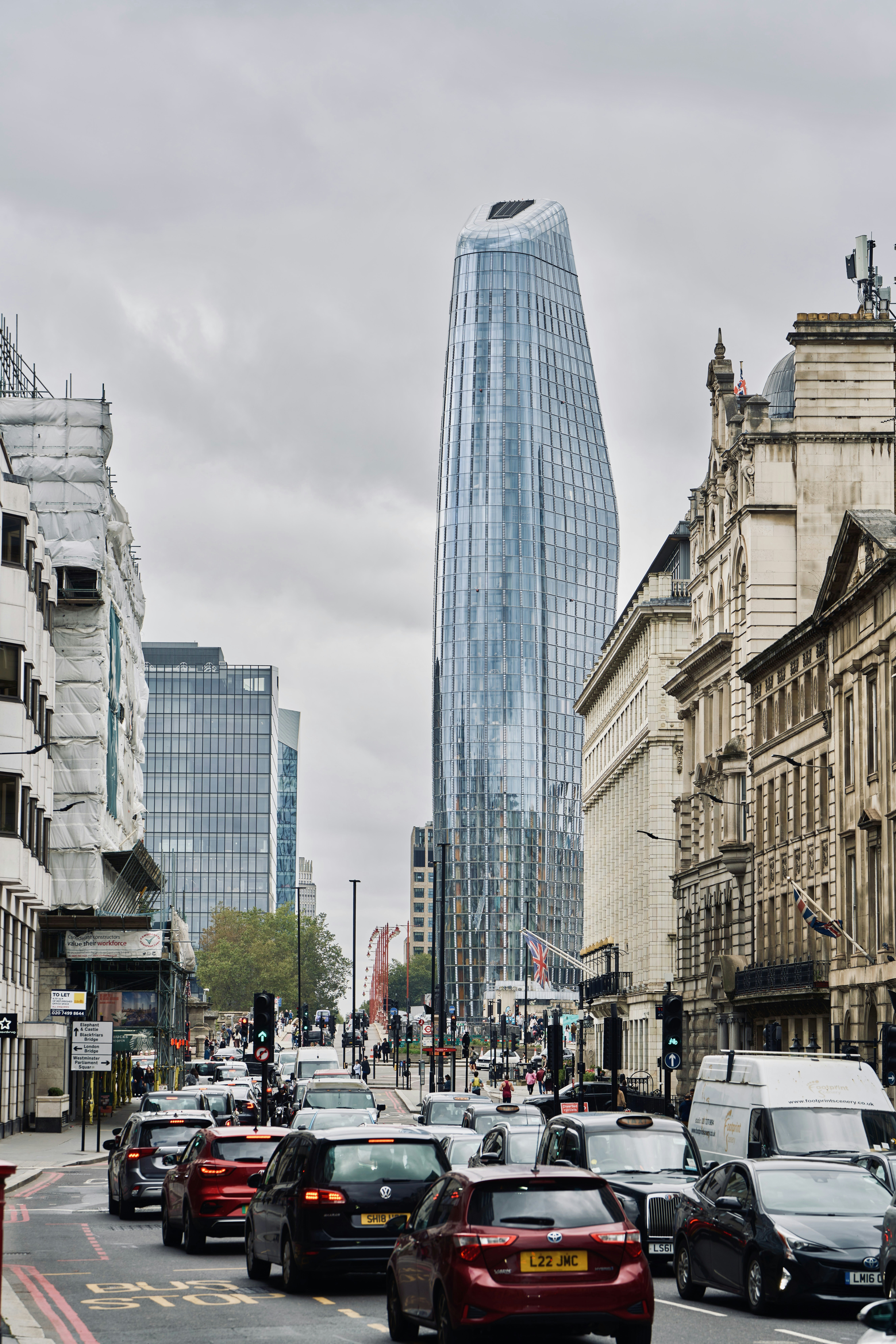 A street view of London, on a typical Overcast London day