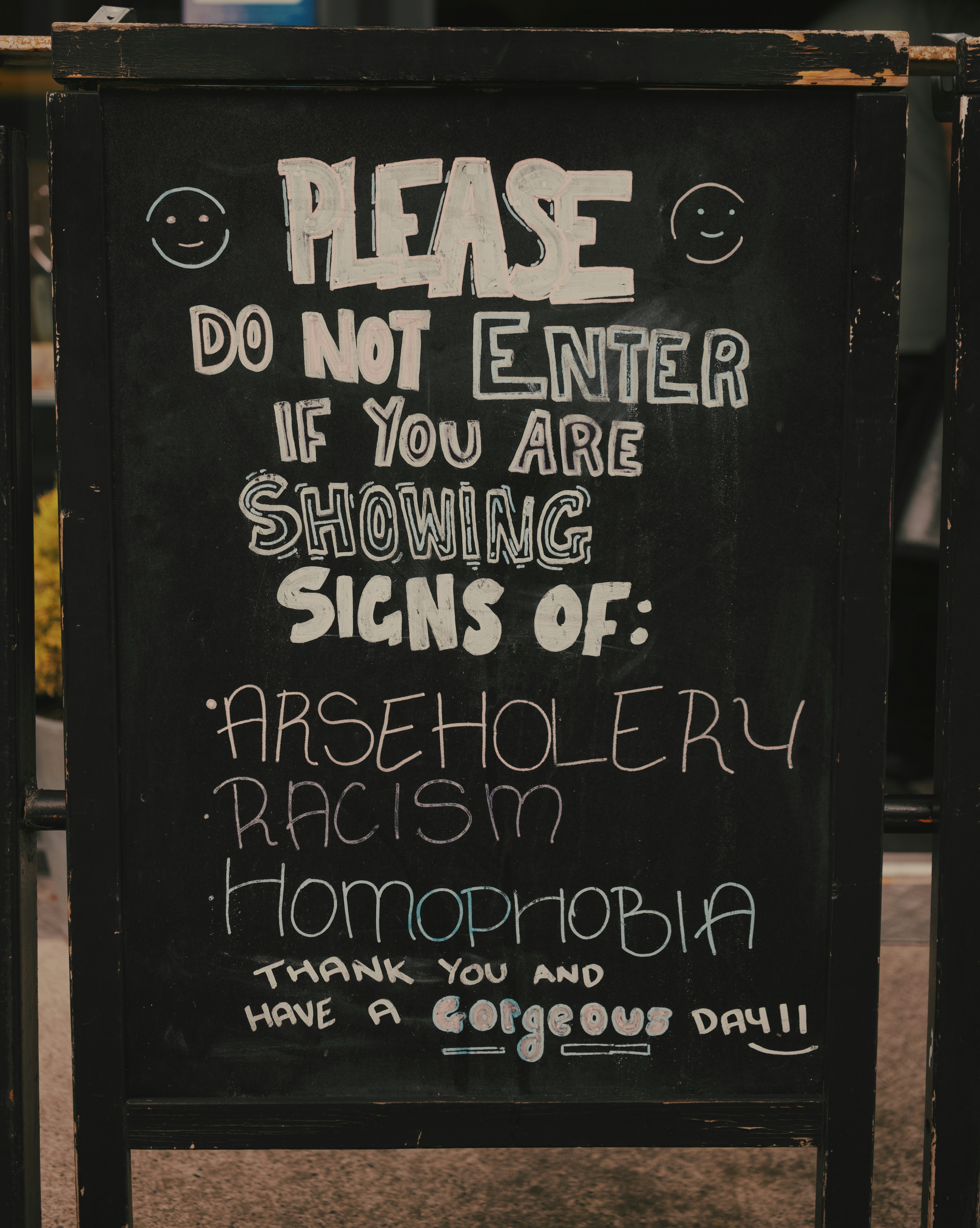 Chalkboard Protest: Signs of Harassment and Racism Merit Respectful Silence