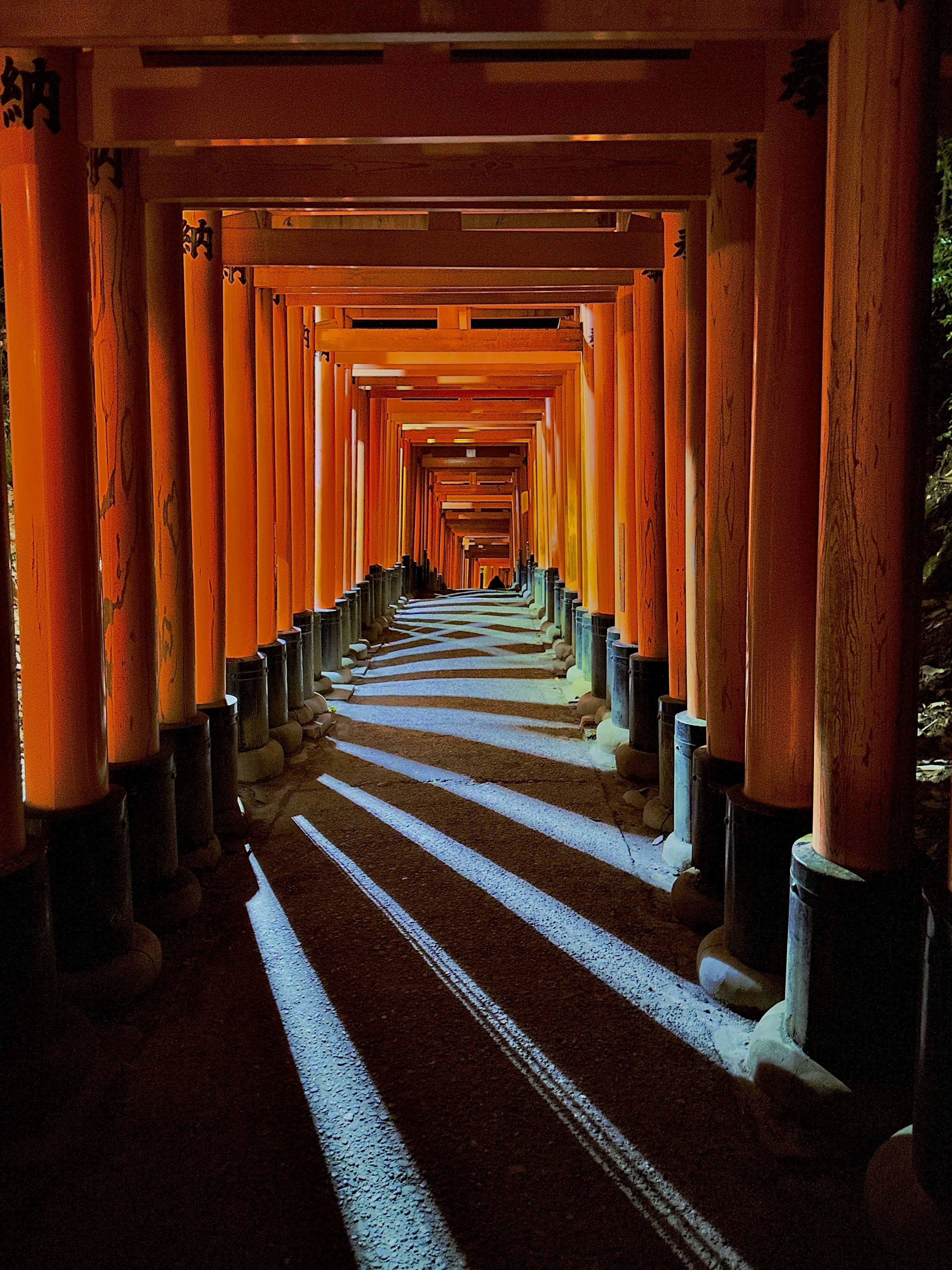A long line of orange and black columns photo – Free Building Image on ...