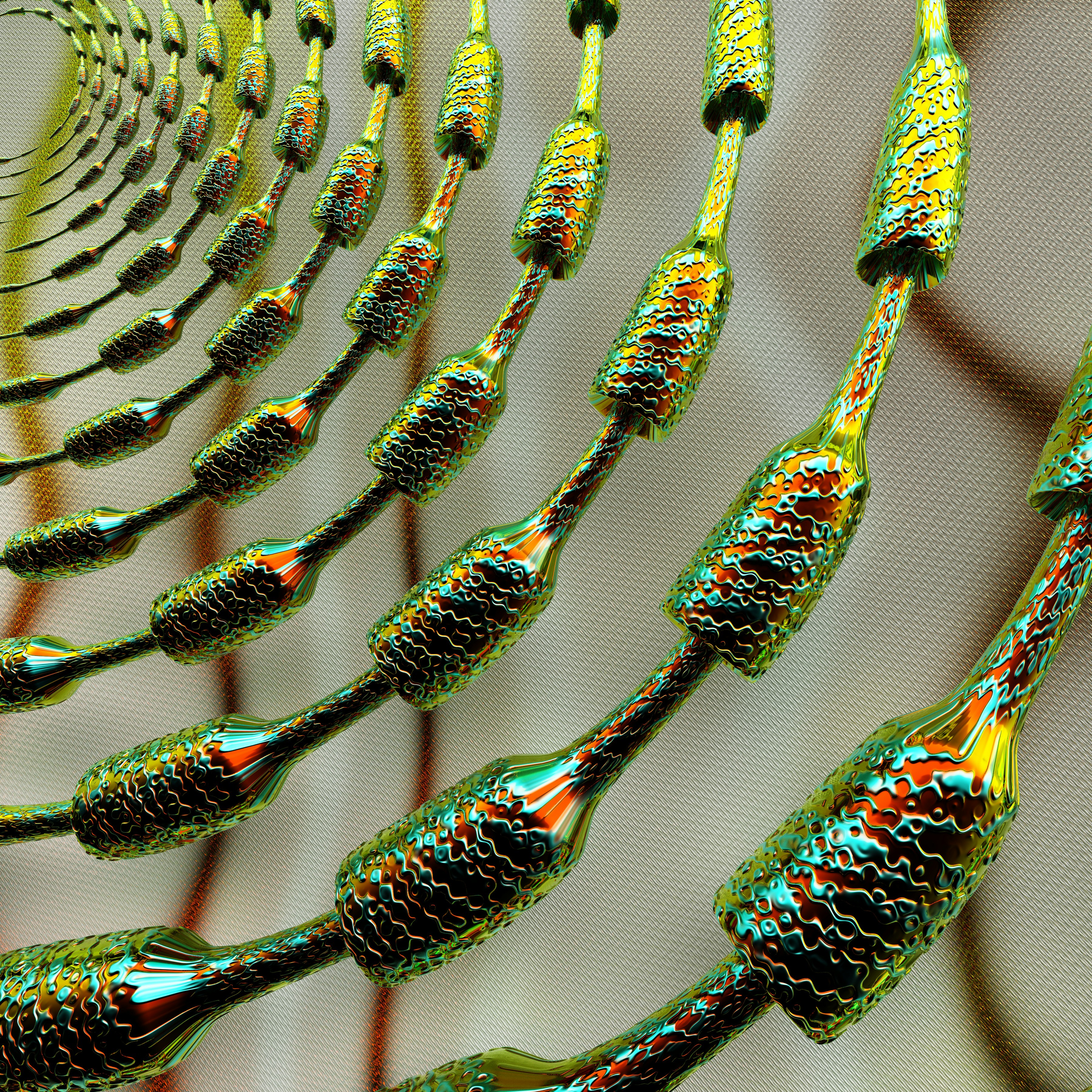 A close up of a bunch of green and yellow objects photo – Free 3d Image ...