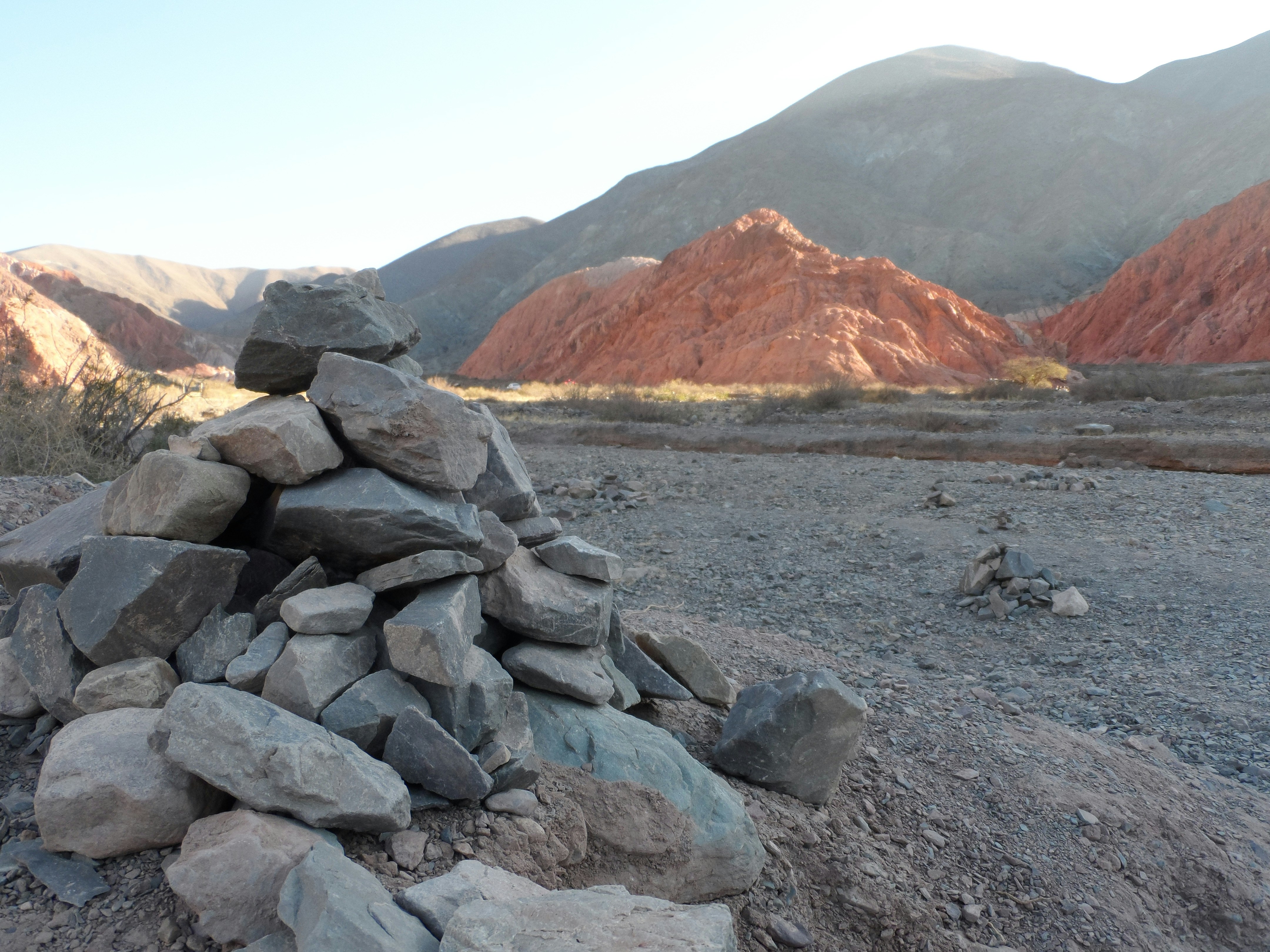 Stone Cairn in the Sunlit Valley