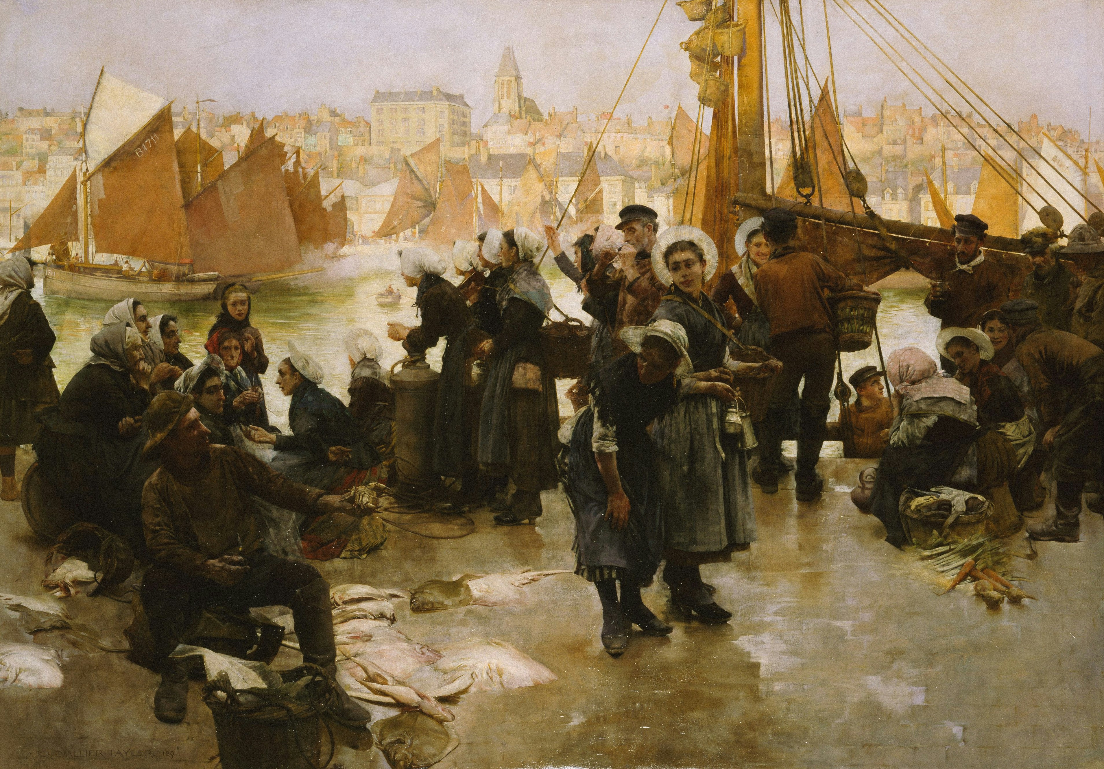 A painting of a group of people on a boat photo – Free Art Image on ...