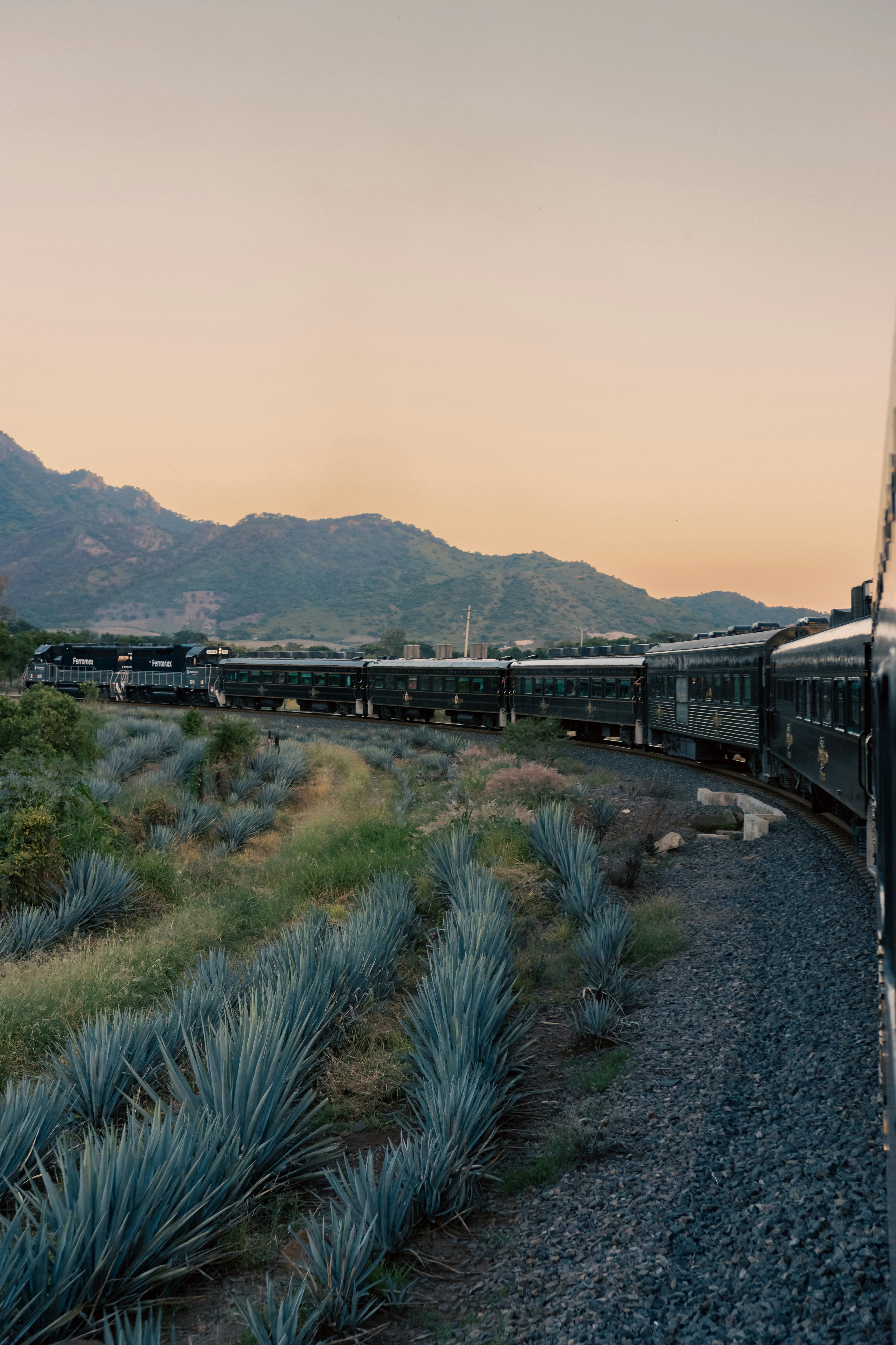 Dusk Express Along the Desert Ridge