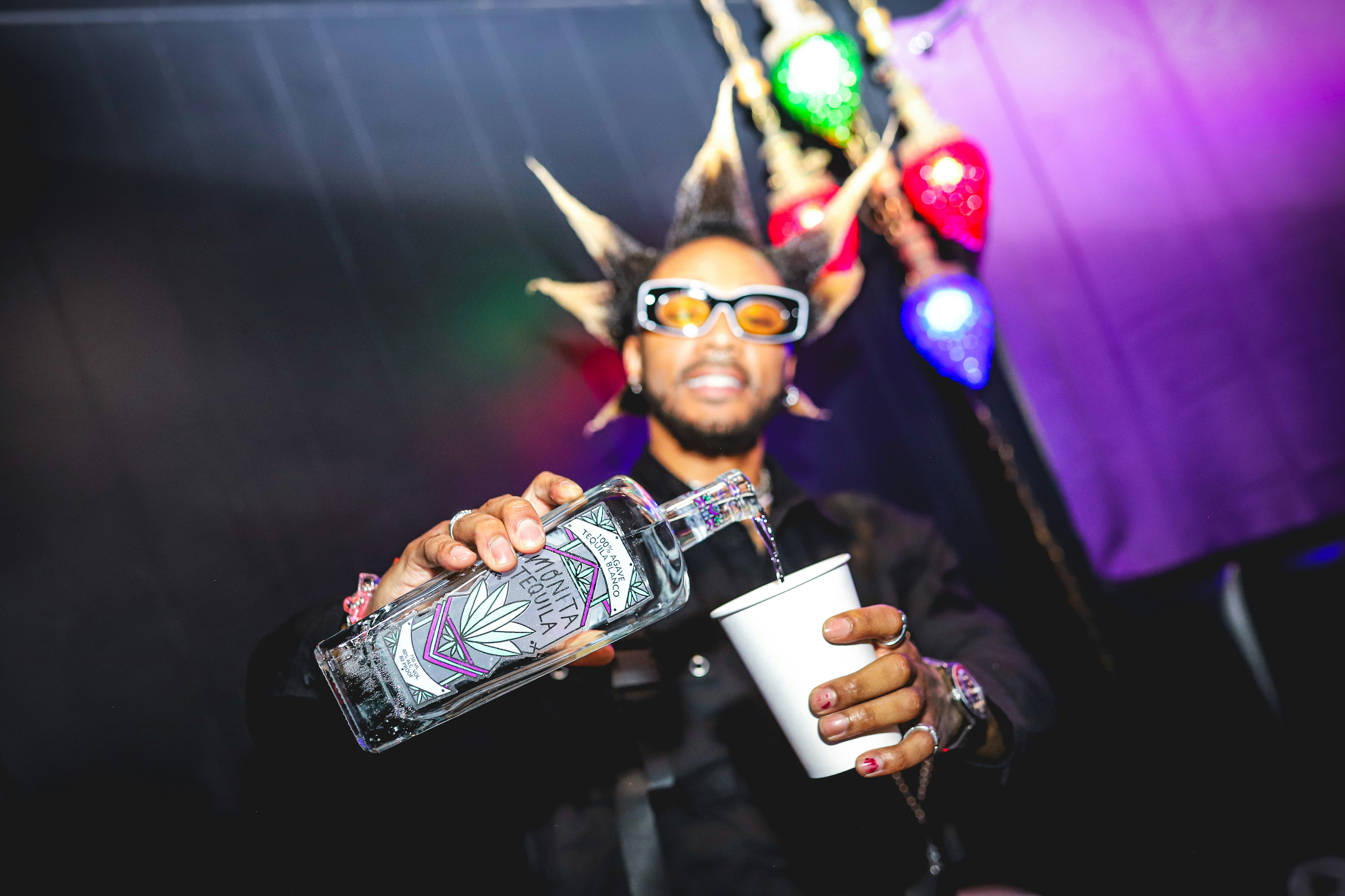 Midnight Mix: A Confident Pour Under Neon Party Lights