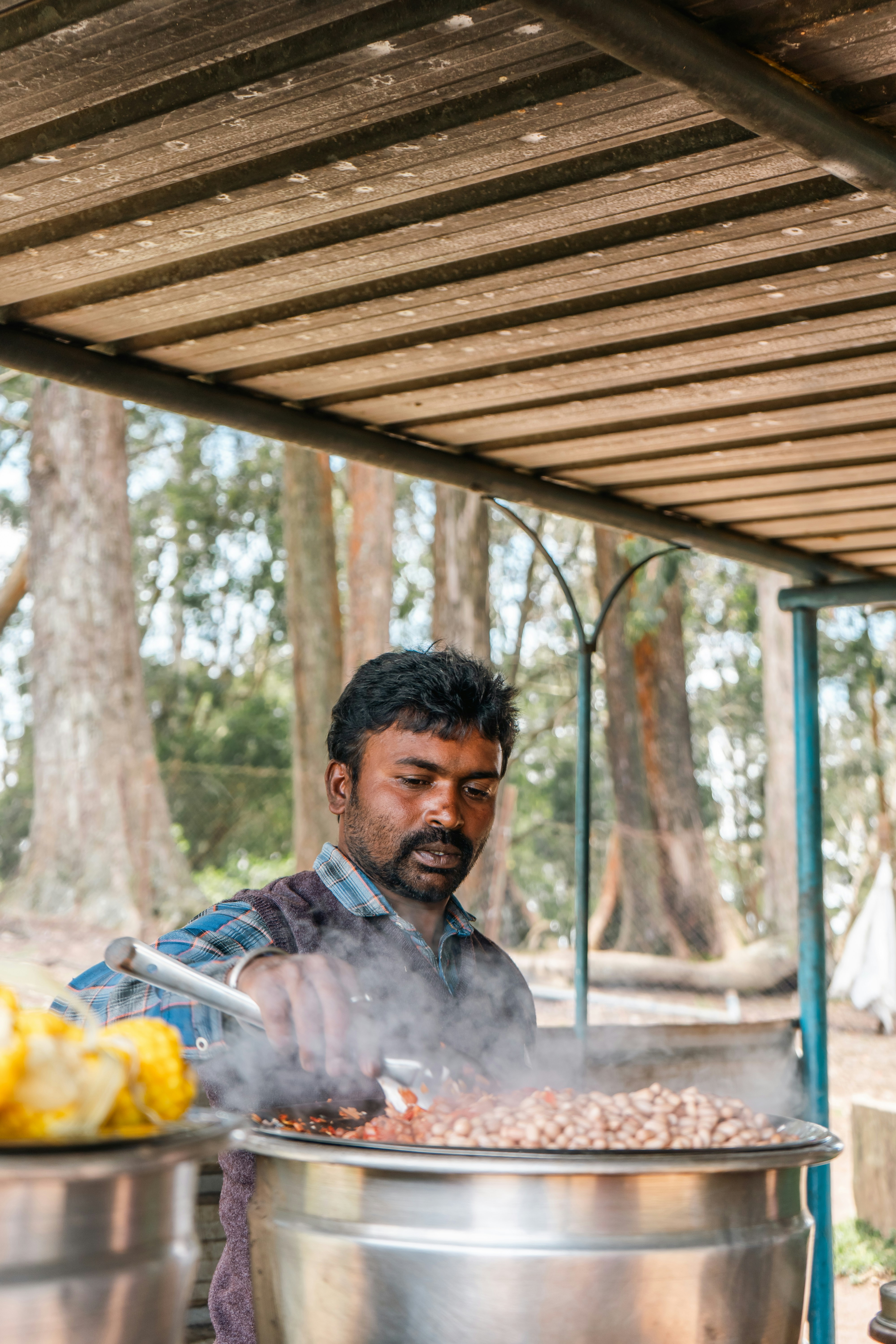 Canopy Griller: Steam, Skewers, and a Focused Hand