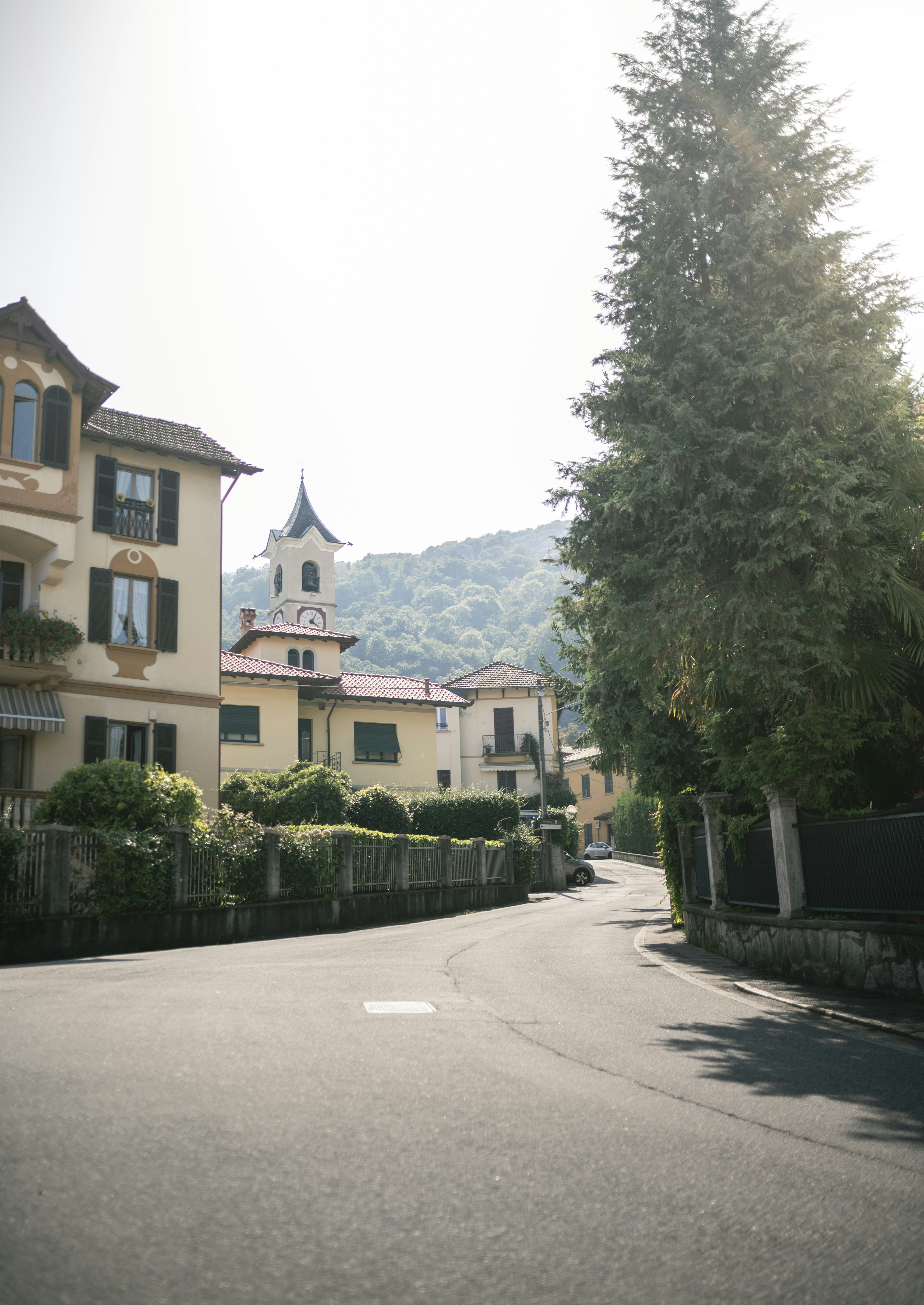 Curved Alleyway Toward a Quiet Village Core