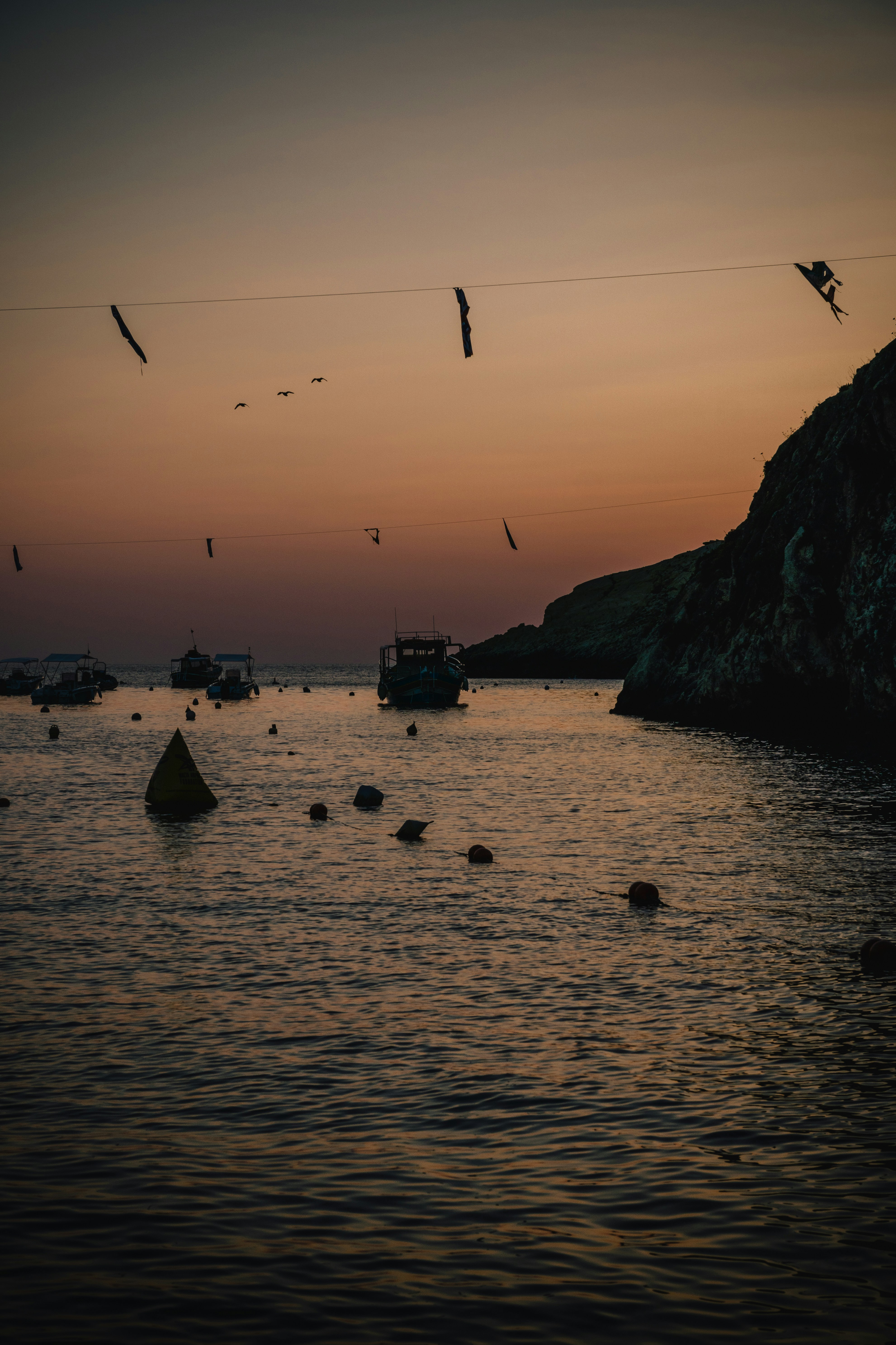 Horizon of Quiet Boats at Dusk