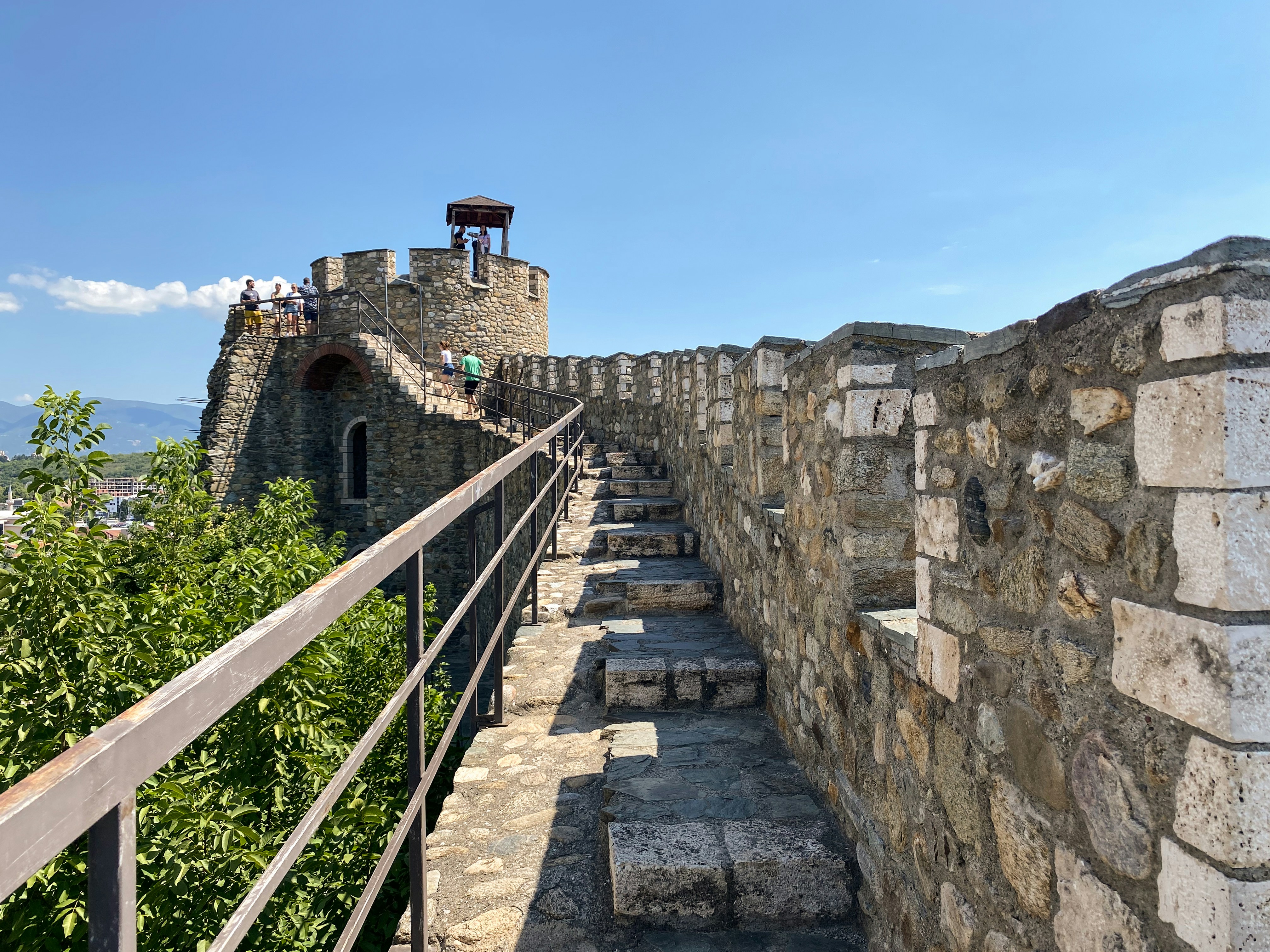 A stone wall with steps leading up to a tower photo – Free Skopje Image ...