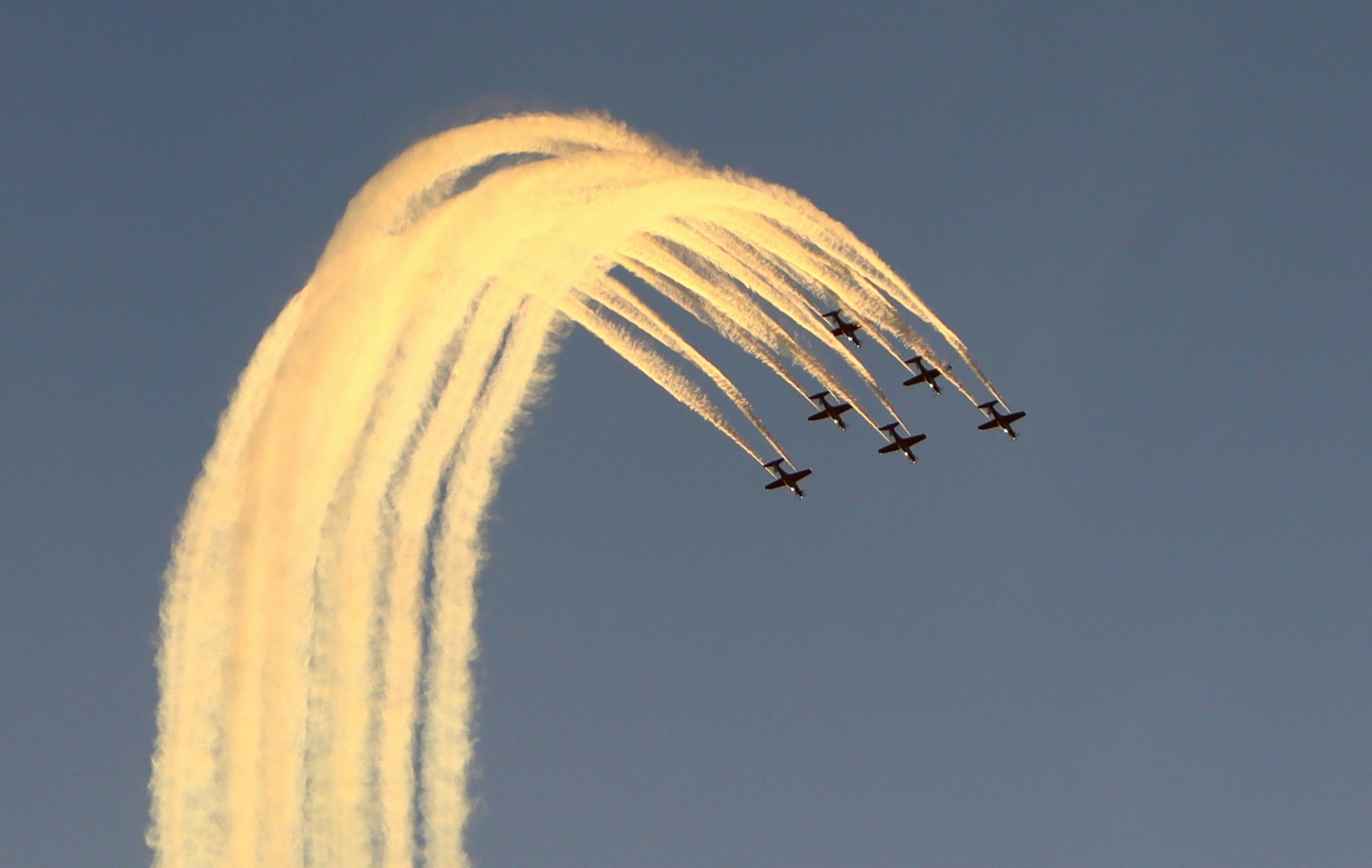 A group of airplanes flying in formation in the sky photo – Free Avalon ...
