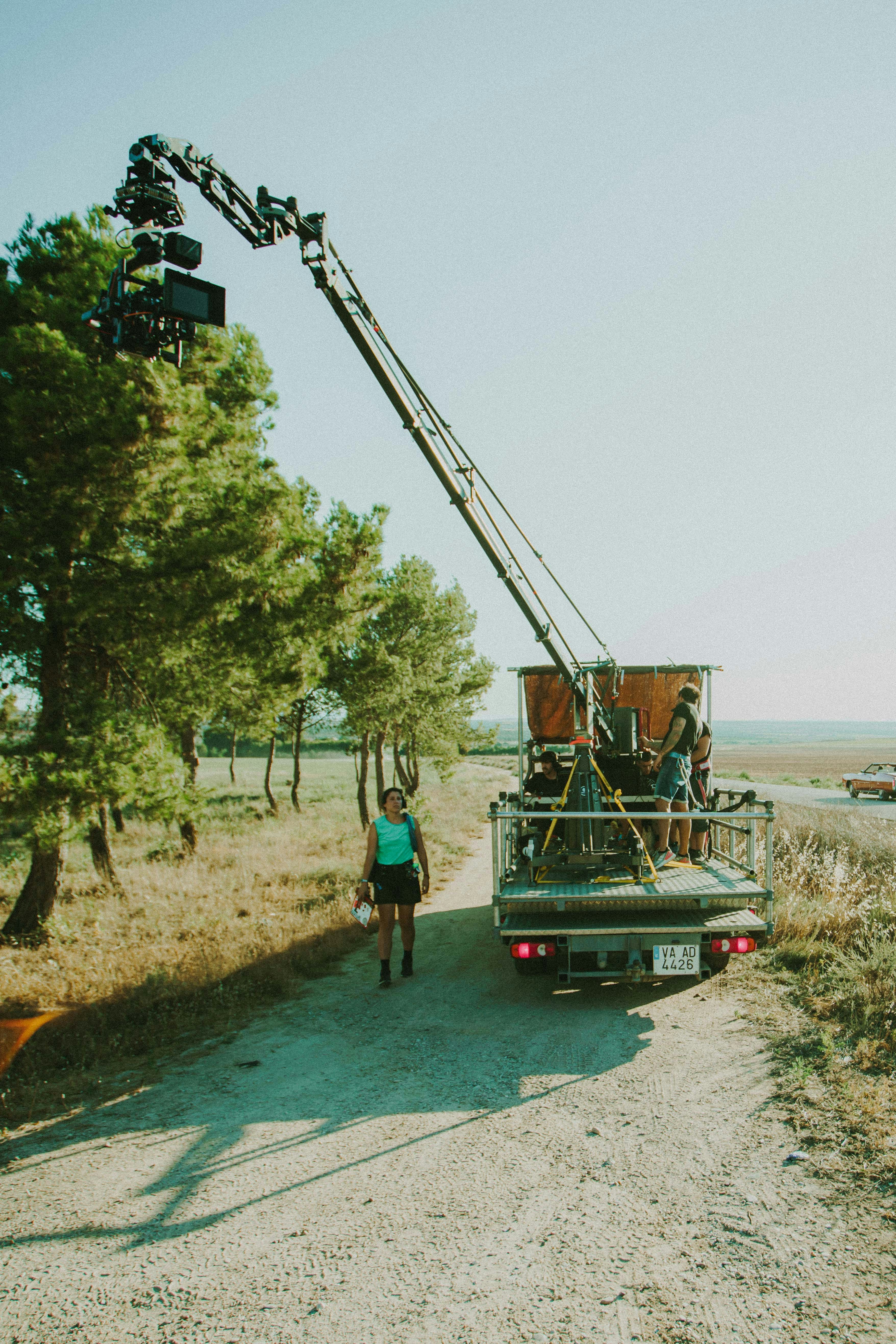 Coastal Set on the Dune Road: A Mobile Crane Frames the Sea