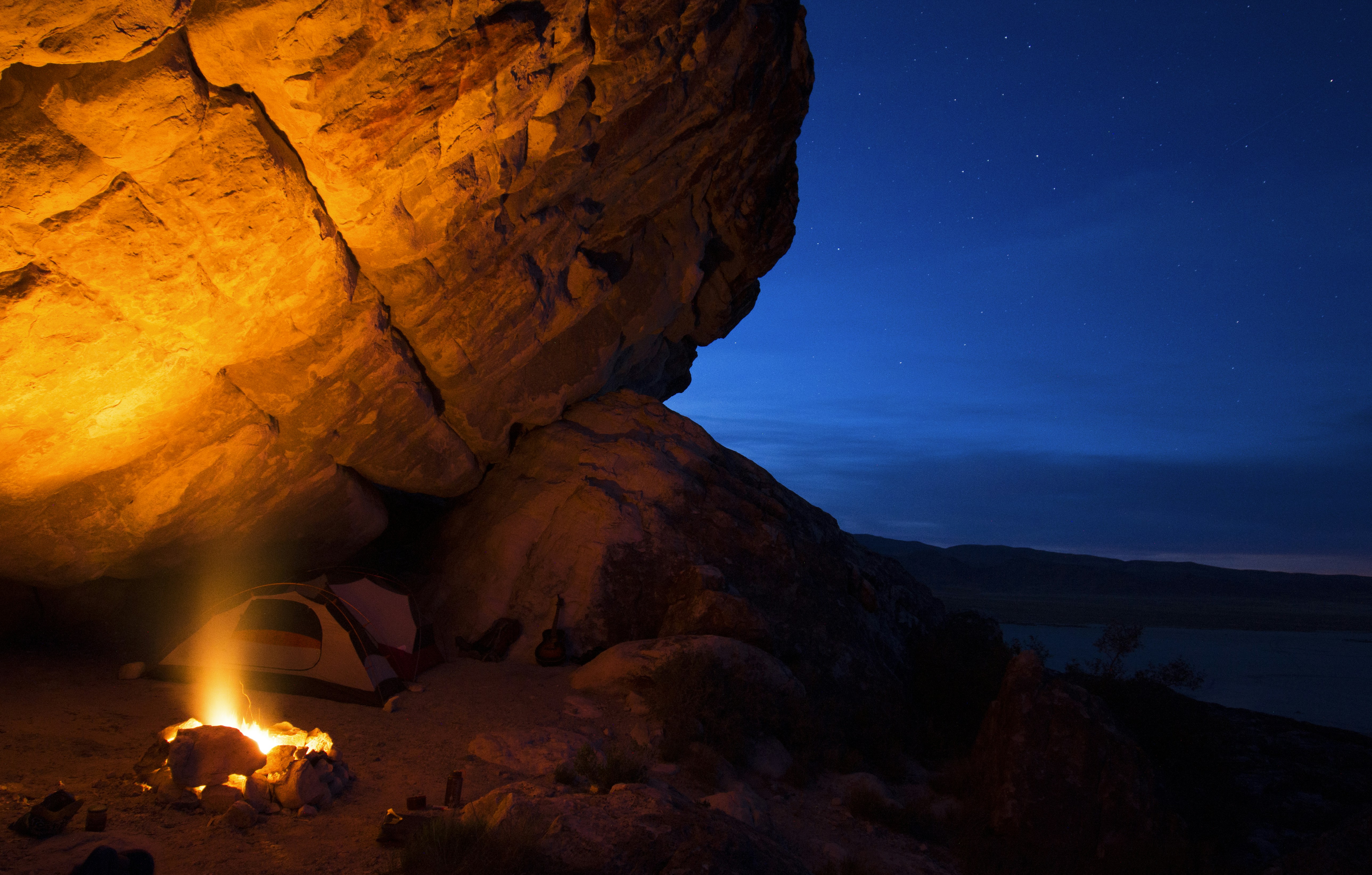 Ibex is an iconic, remote climbing spot in Utah's West Desert. Sitting on the border of Nevada and Utah, this stretch of land is one of the least populated in the lower 48. Here we pitch a tent under a rock—don't worry climbers, we didn't have the fire for long. There was not soot left on the climb.
