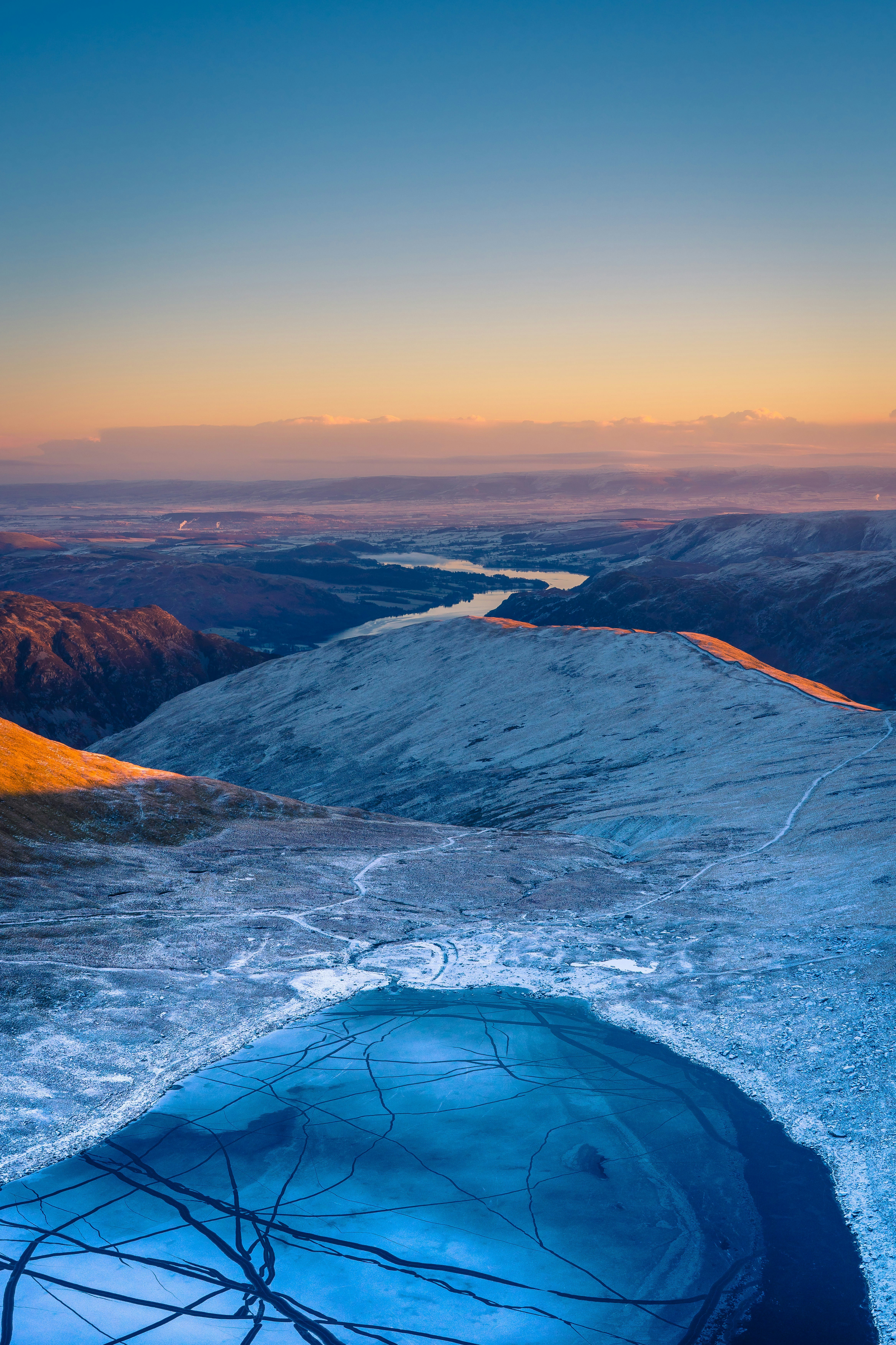 Glacial Blue Crater at Sunset