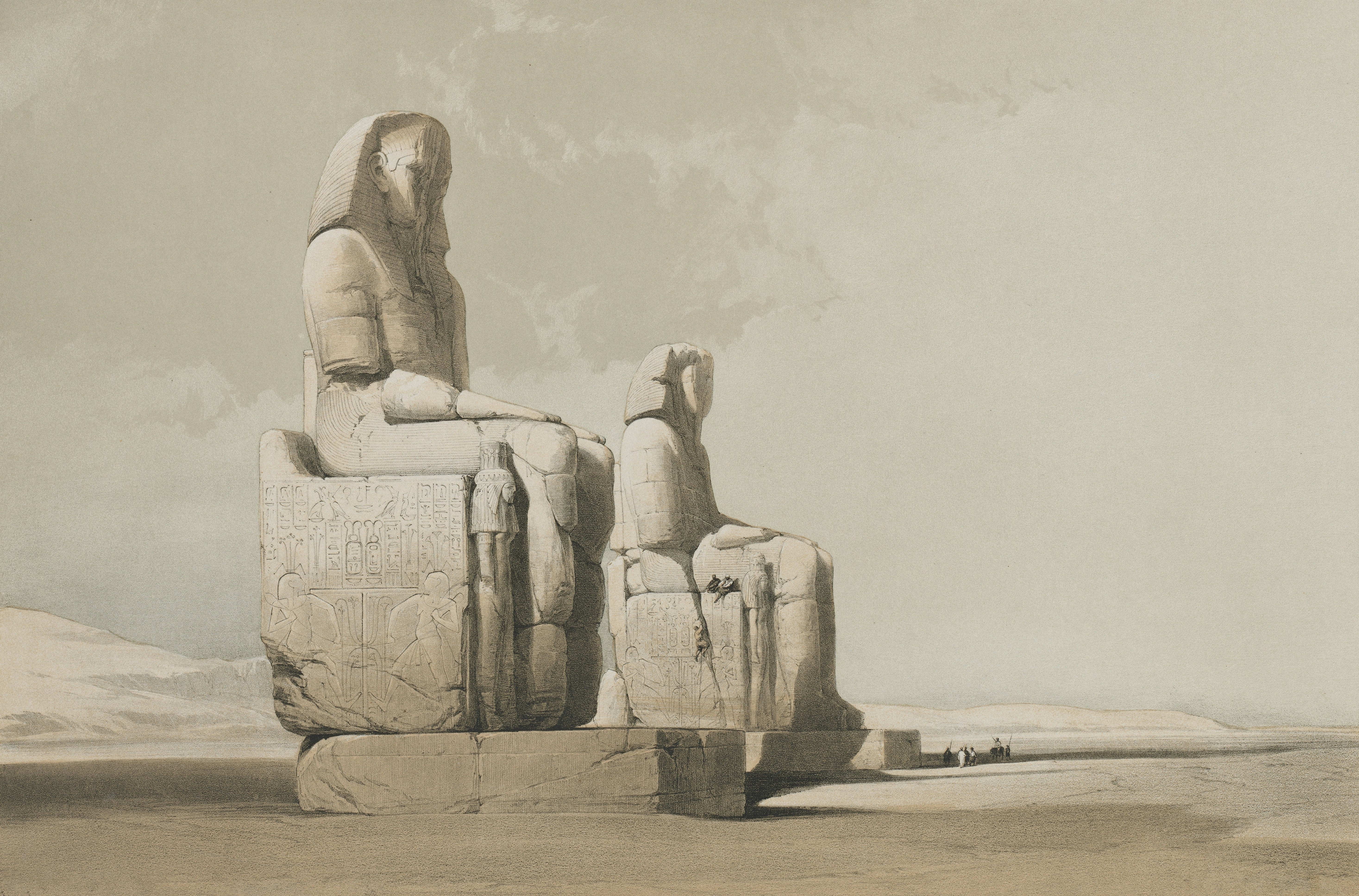 A drawing of a statue of two sphinxs photo – Free Lithograph Image on ...