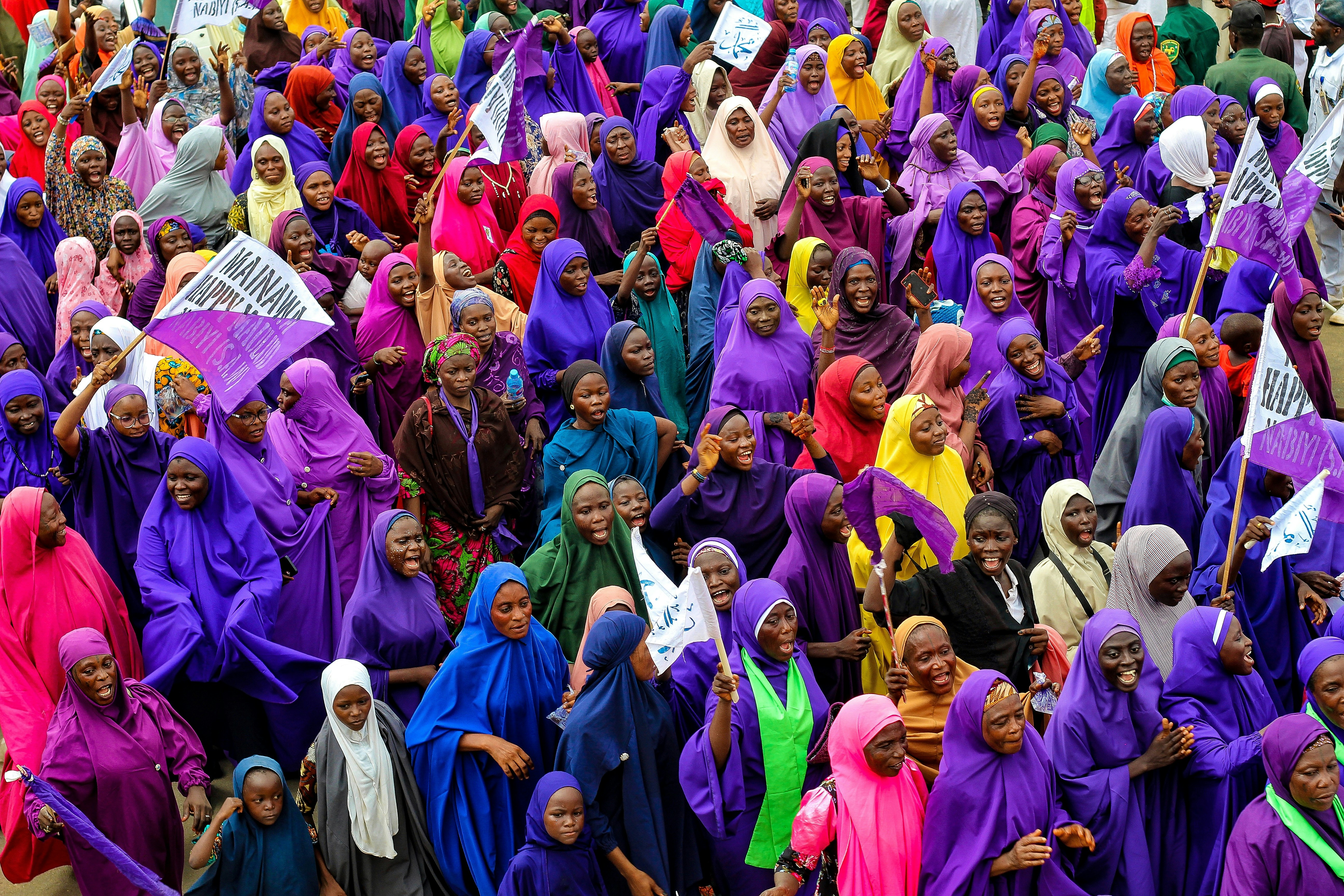 Spectrum of Solidarity: A Sea of Colorful Hijabs at a Rally