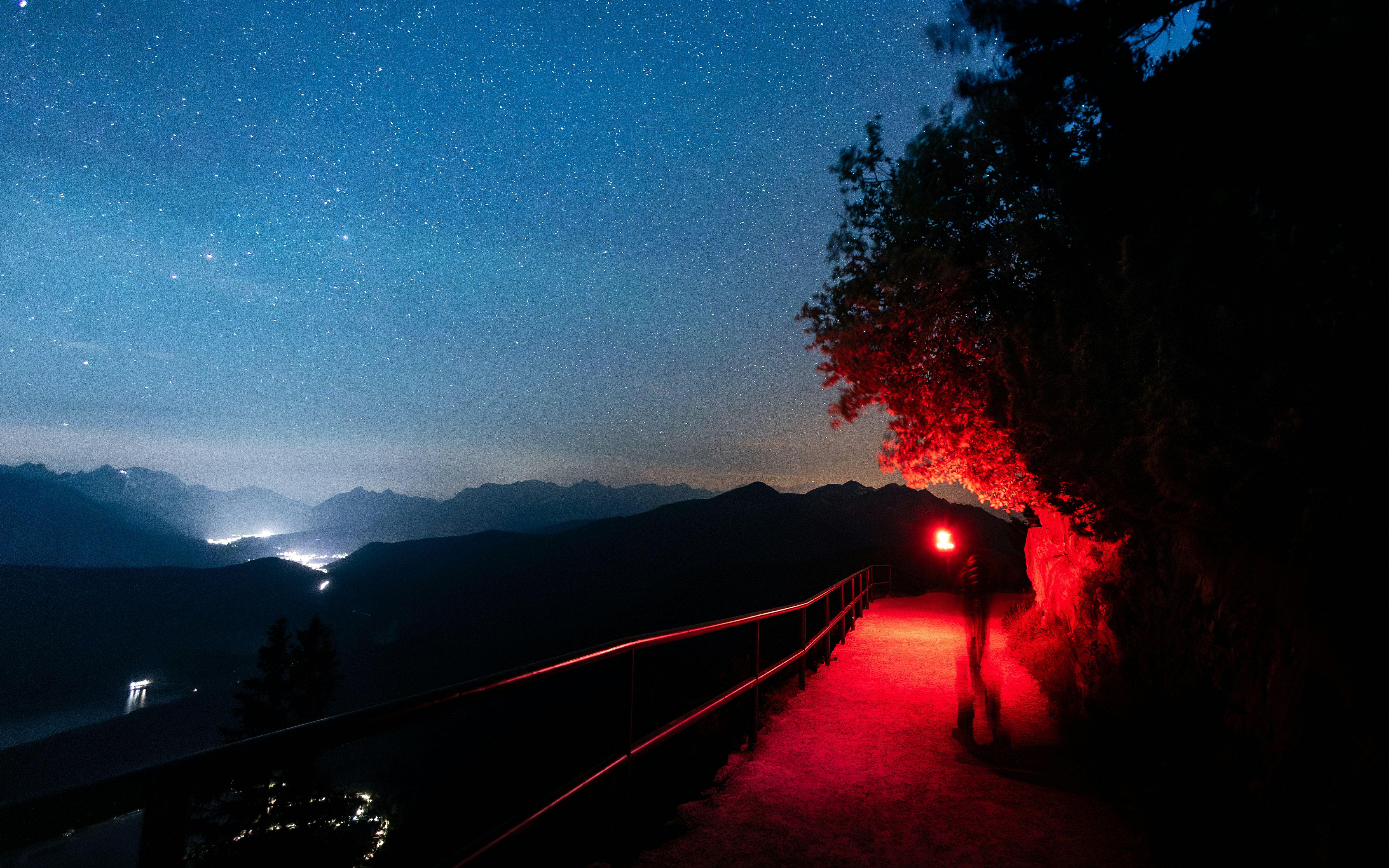 Red Beacon Over the Night Ridge