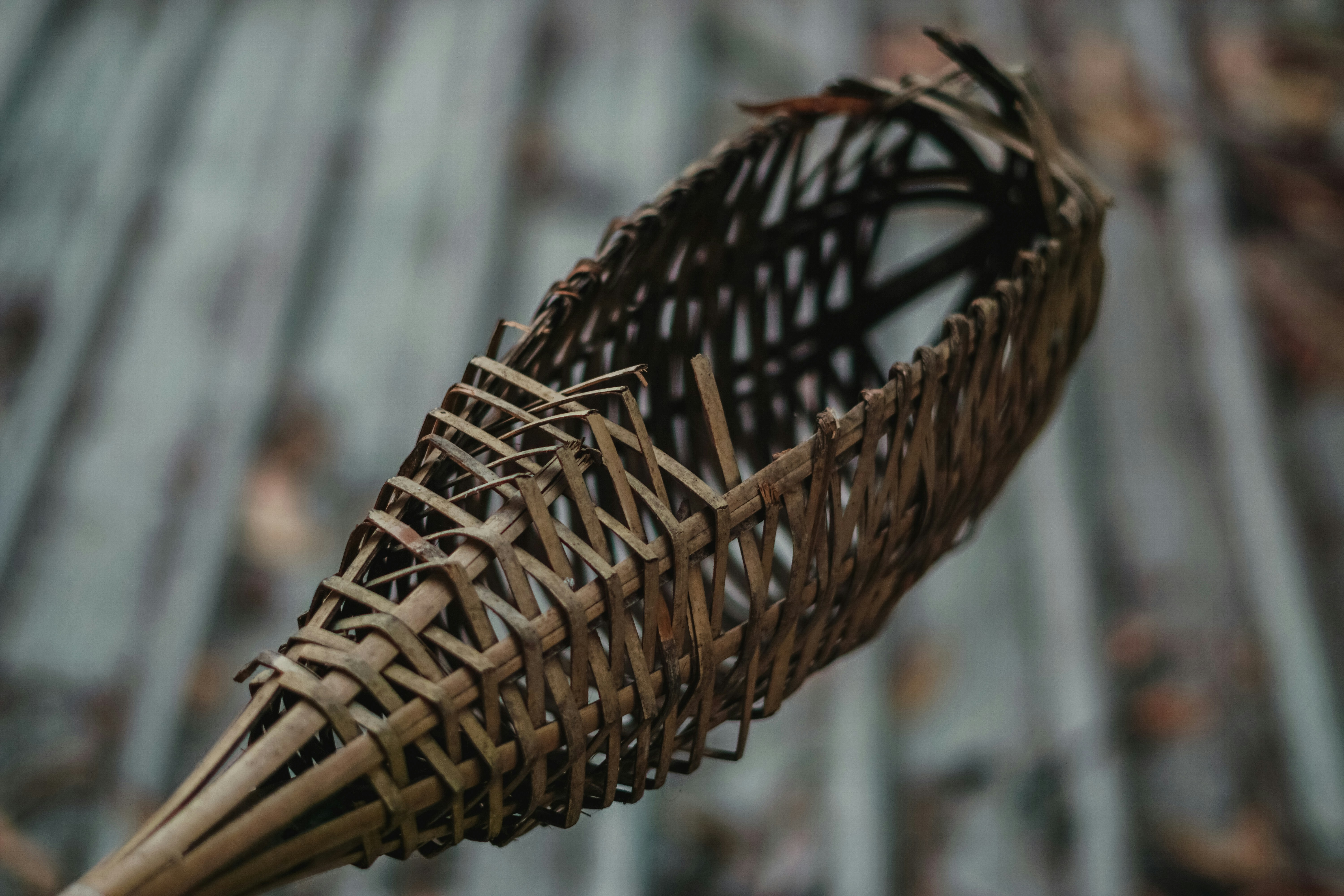 Twisted Willow: A Close‑up of a Woven Cone in Focus