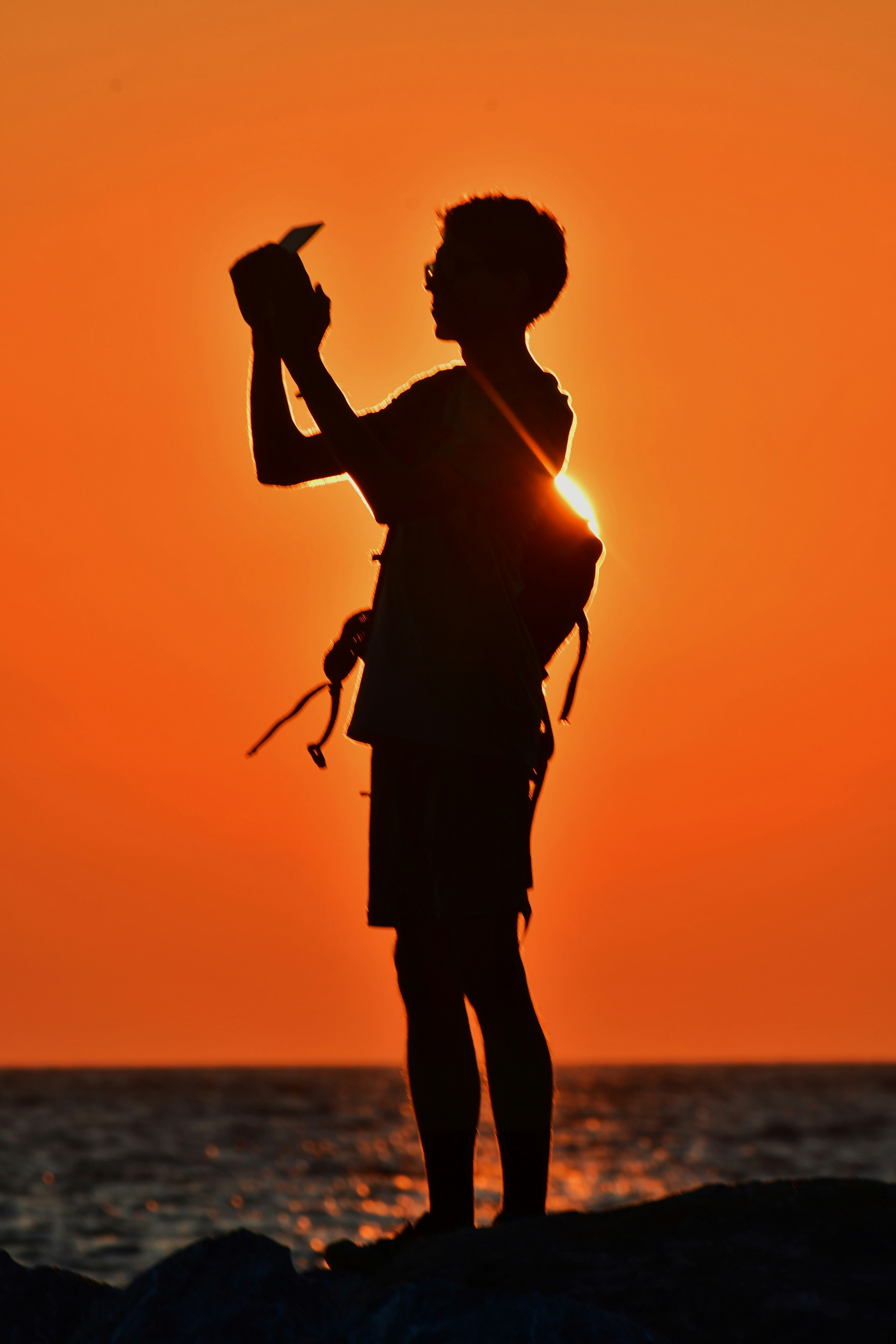Silhouette at Sunset: The Moment of Discovery