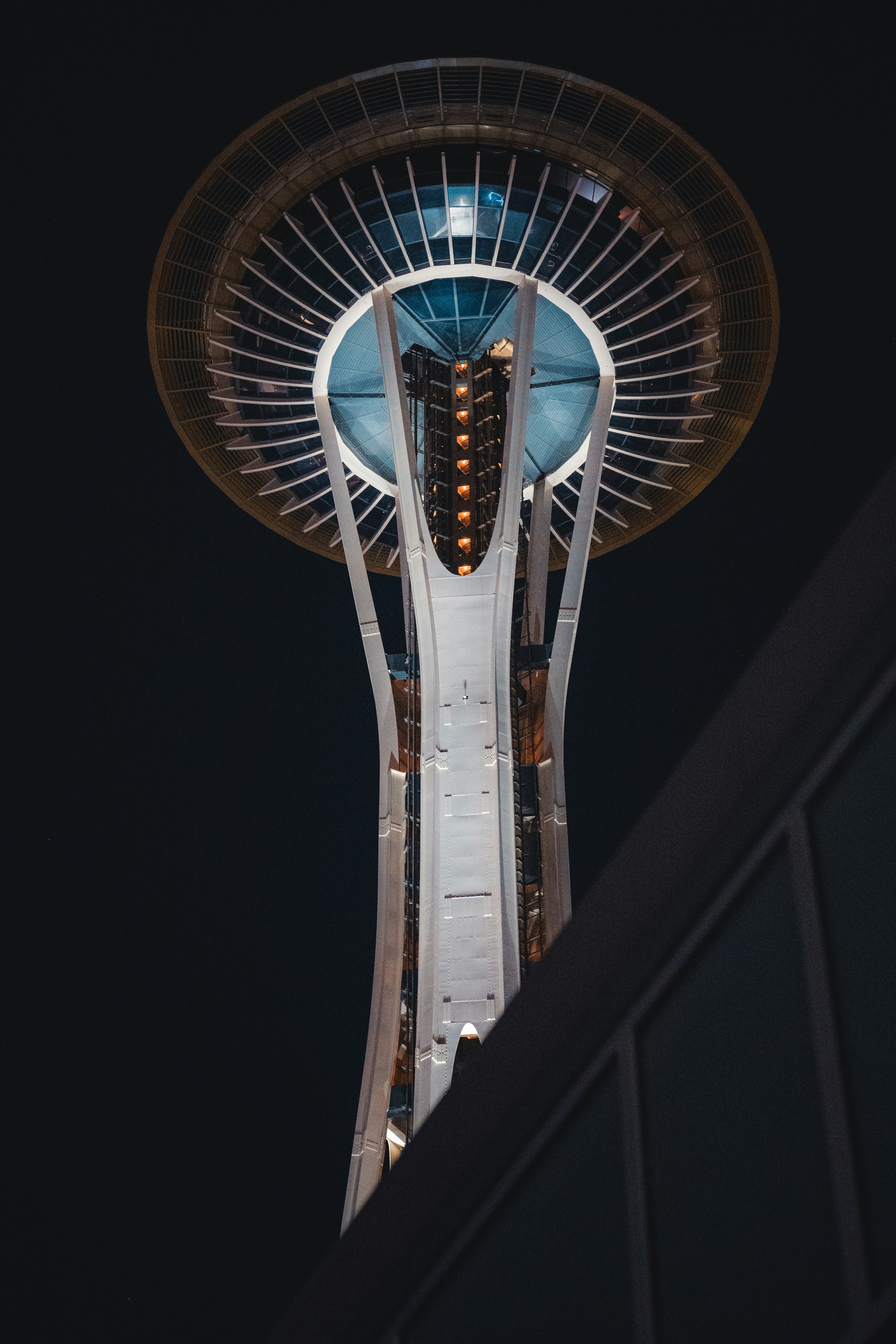 The space needle at night with the lights on photo – Free Space needle ...