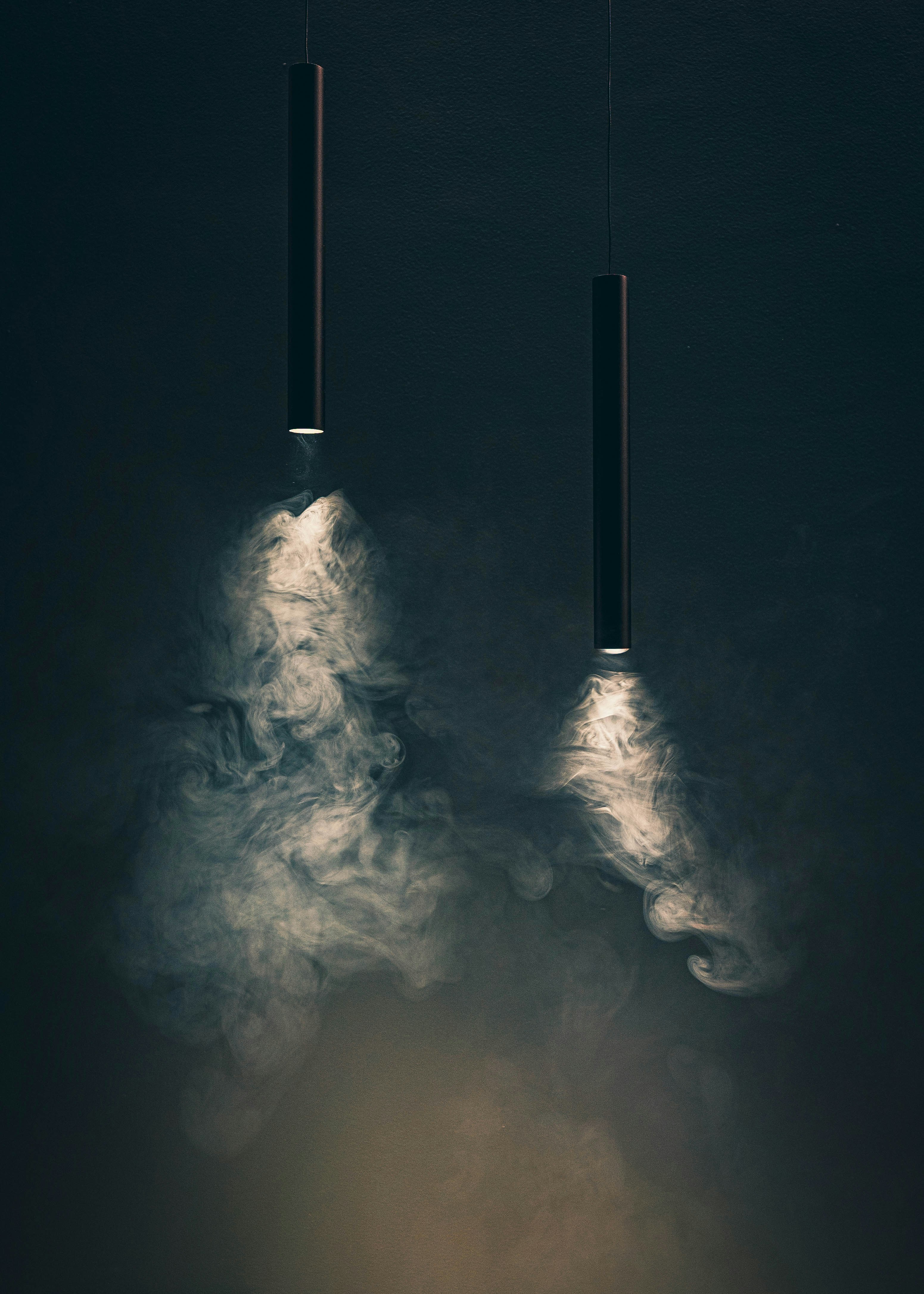 Two Beacons in Velvet Darkness: Steam Threads Beneath Quiet PendantsLKHTK