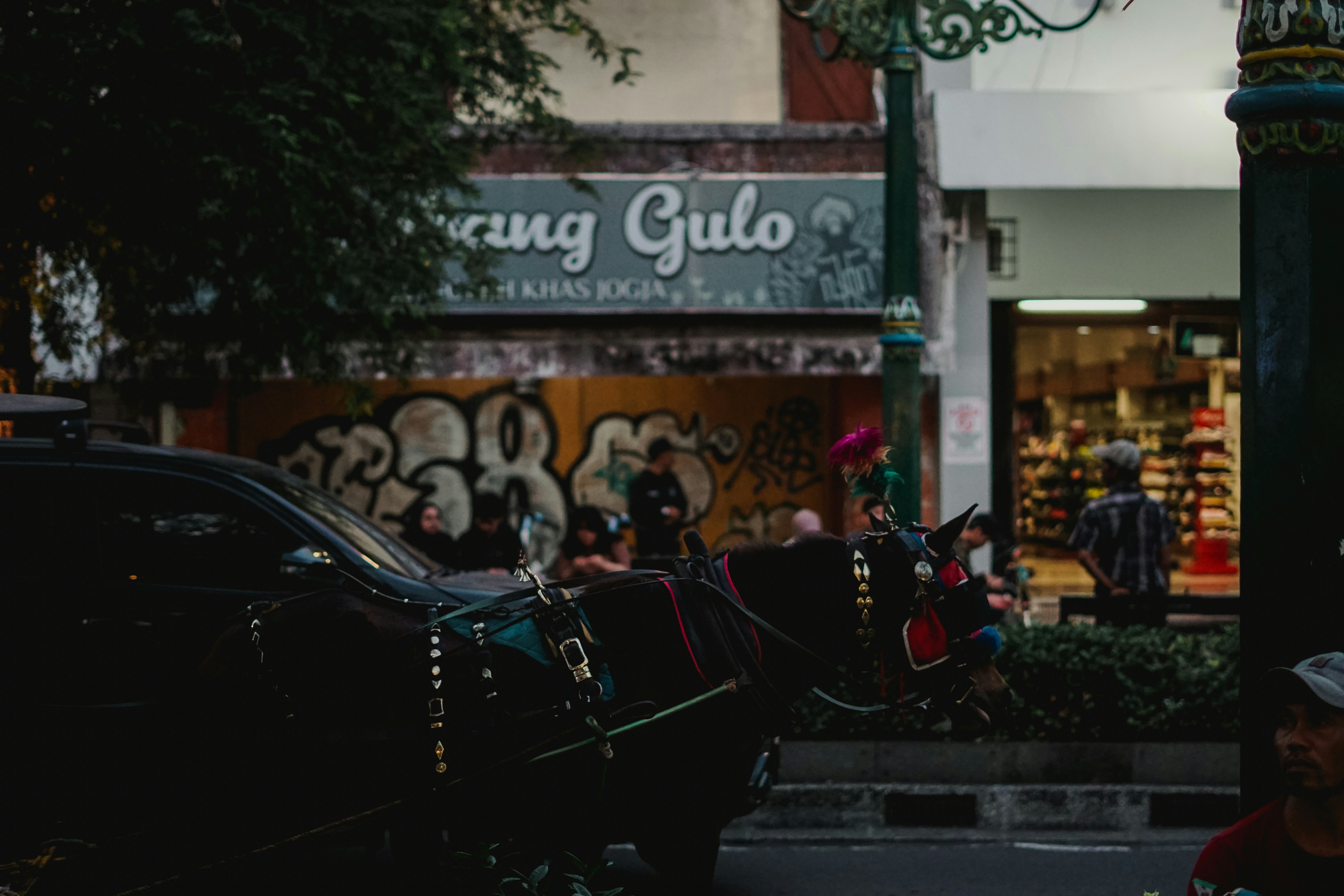 Street Quiet: A Horse-Drawn Moment in Jogja's Graffiti Quarter