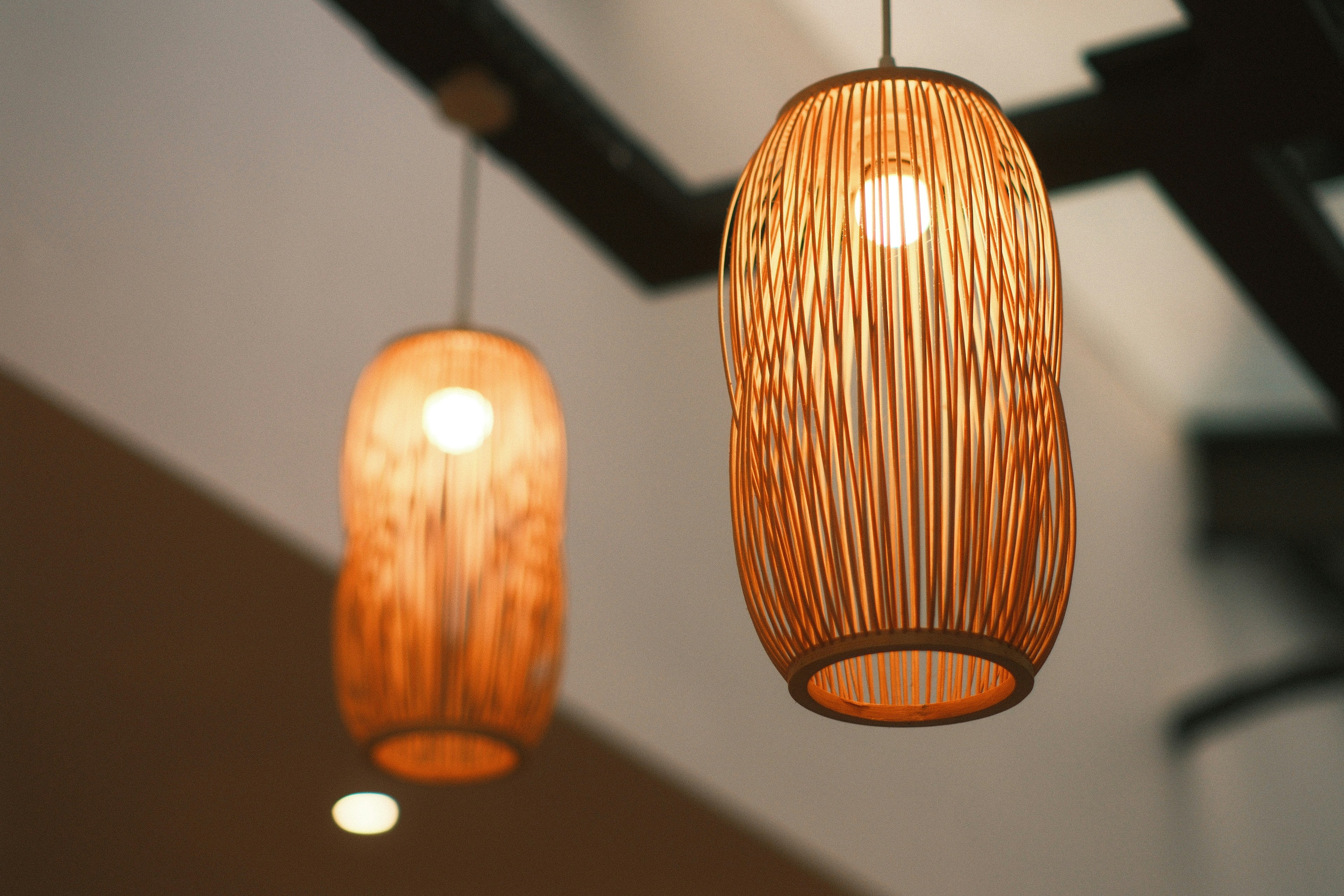 A couple of lights that are hanging from a ceiling photo – Free Lamp ...