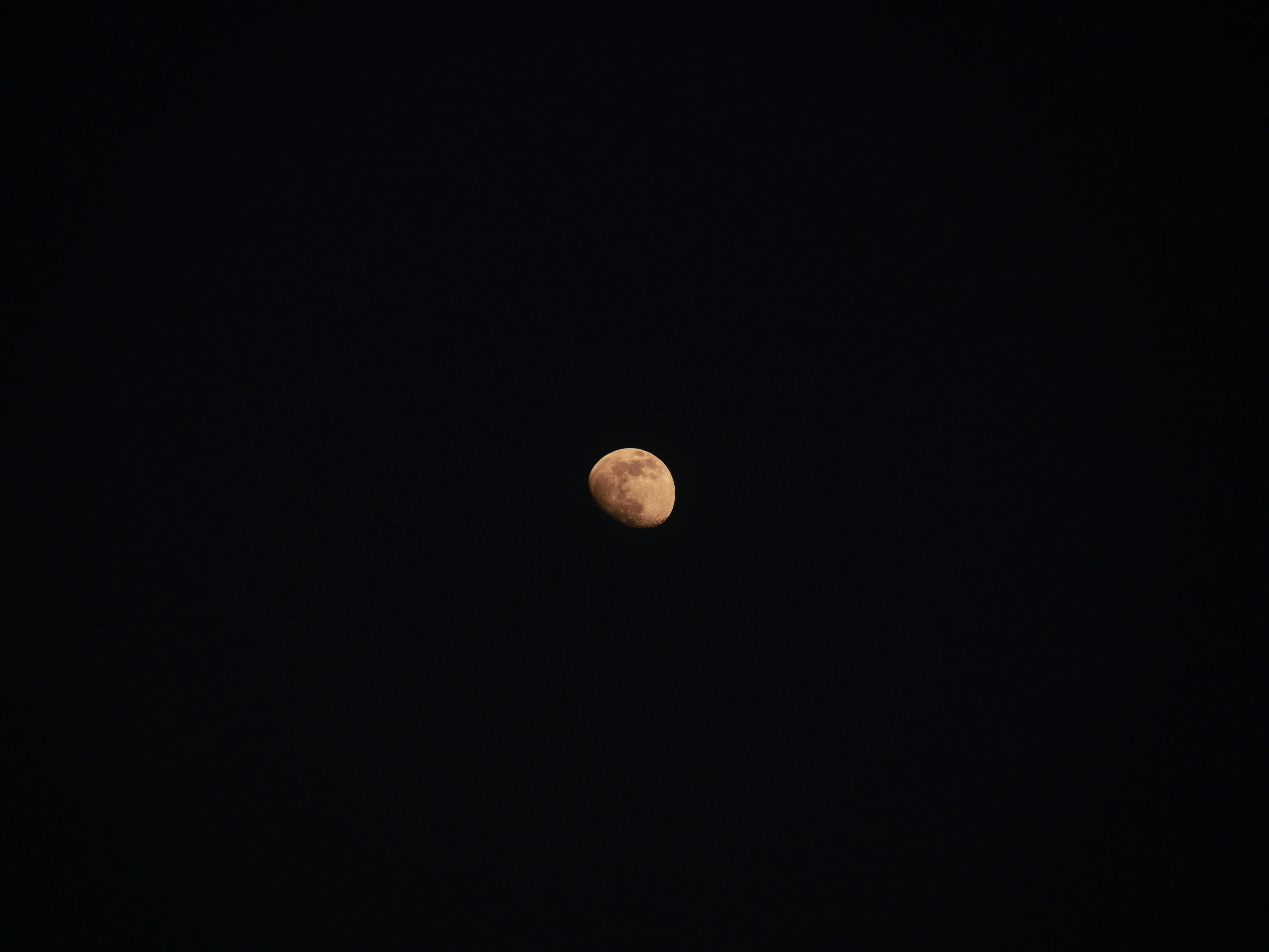 Reddish full Moon against a deep black sky, its textured surface subtly detailed. This night photograph captures a minimal lunar moment.