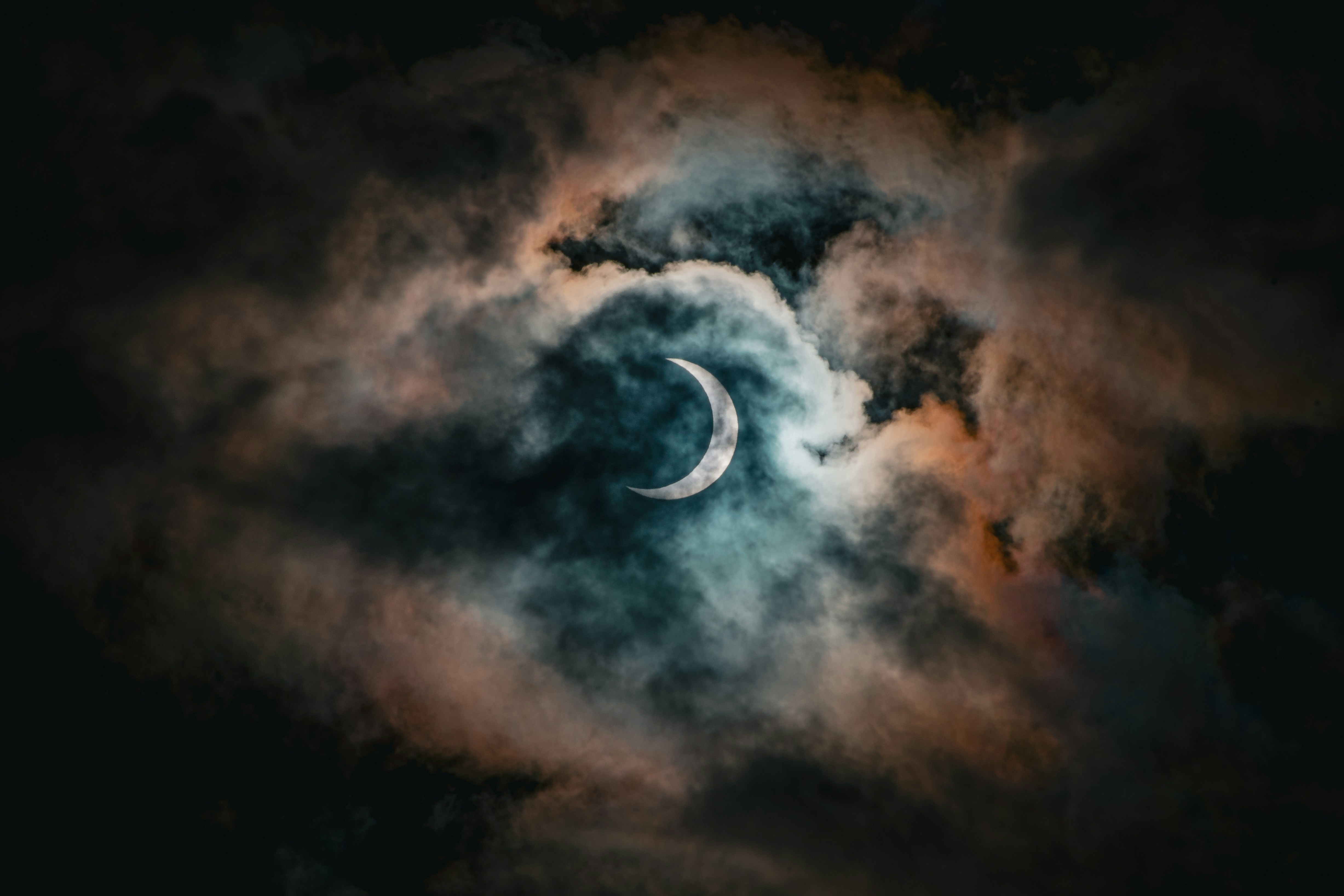 Crescent in Embered Skies: A Quiet Nightscape