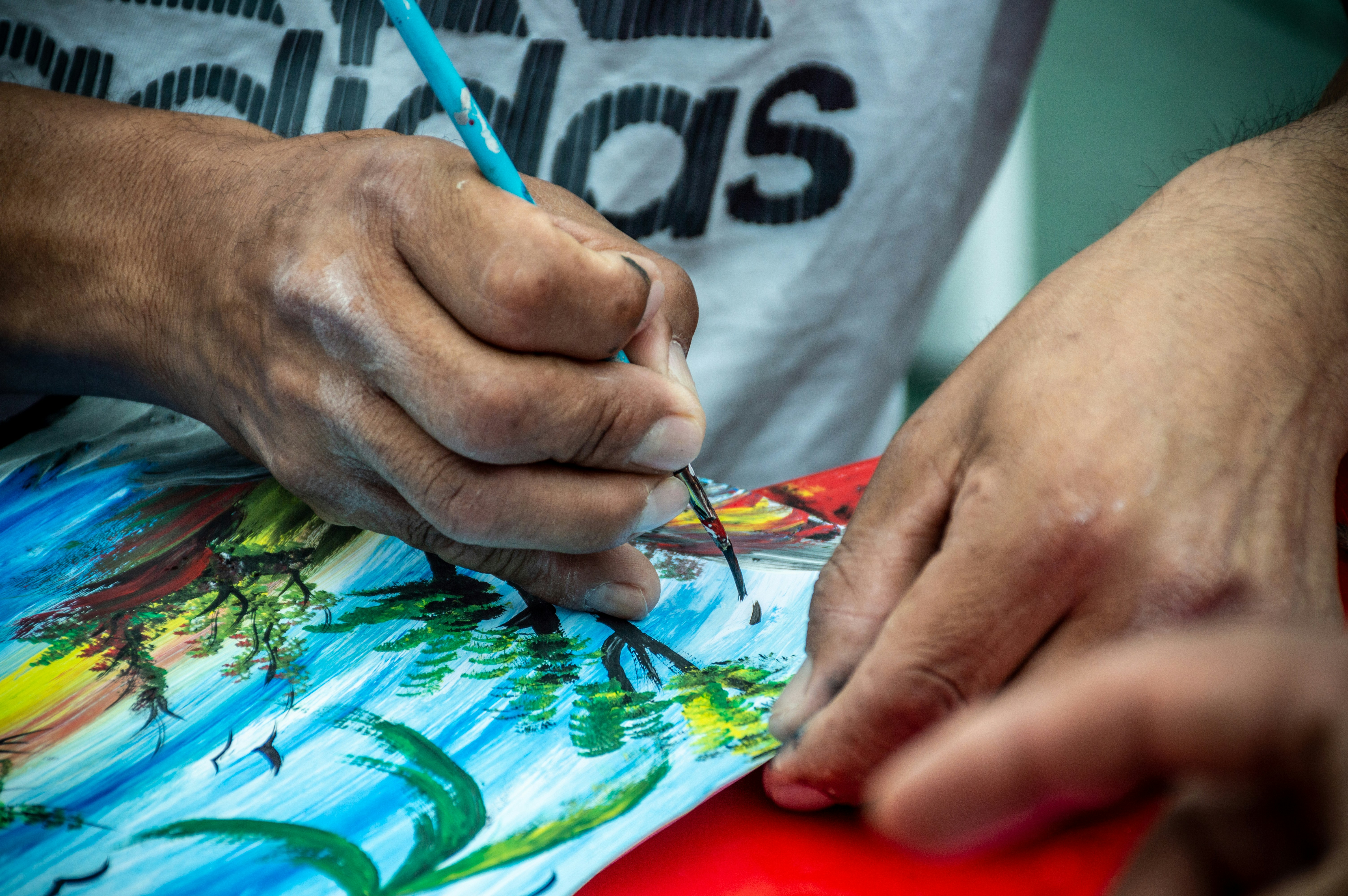 Brushwork in Motion: Crafting a Tropical Burst on Canvas