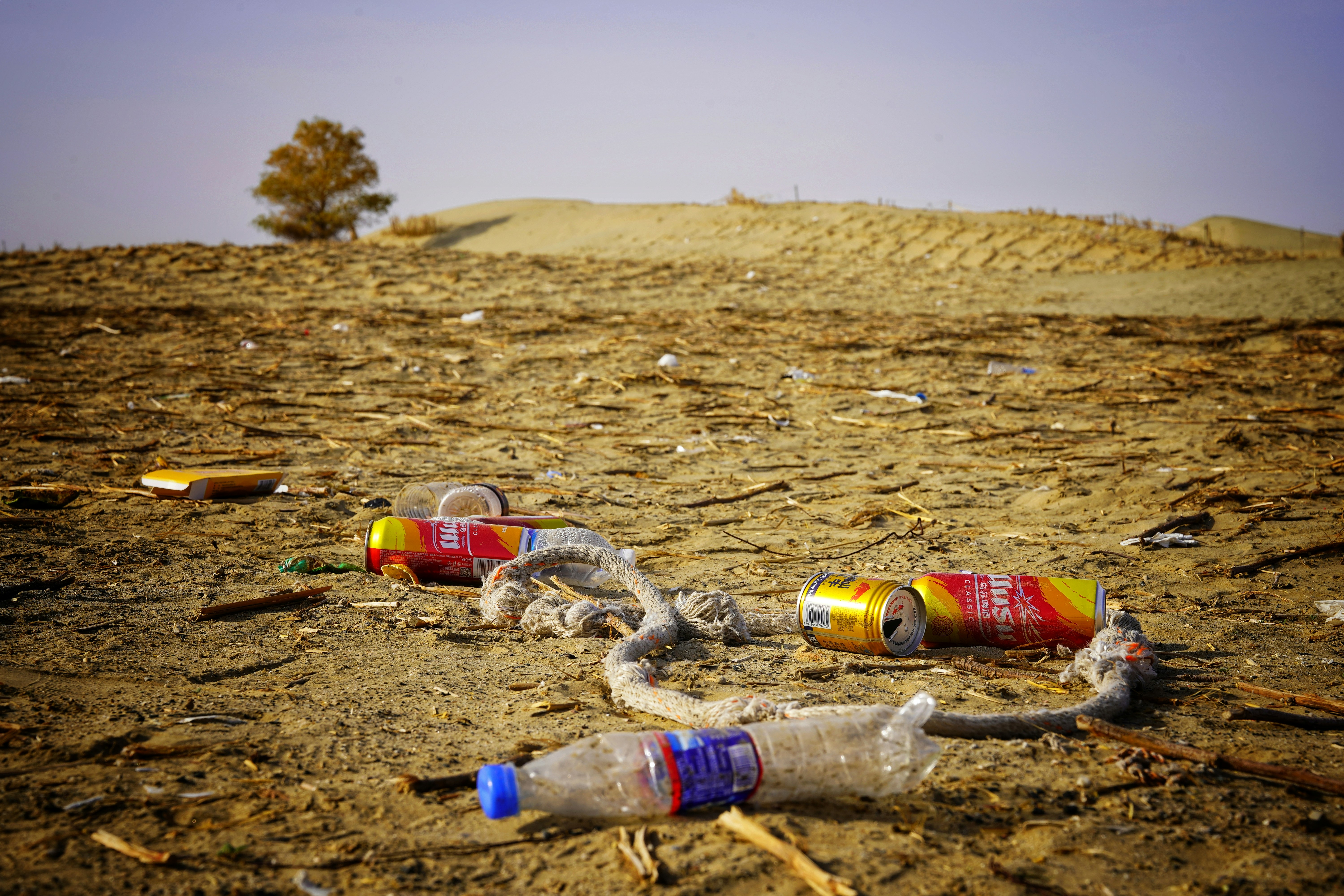 A group of empty cans sitting on top of a dirt field photo – Free China ...