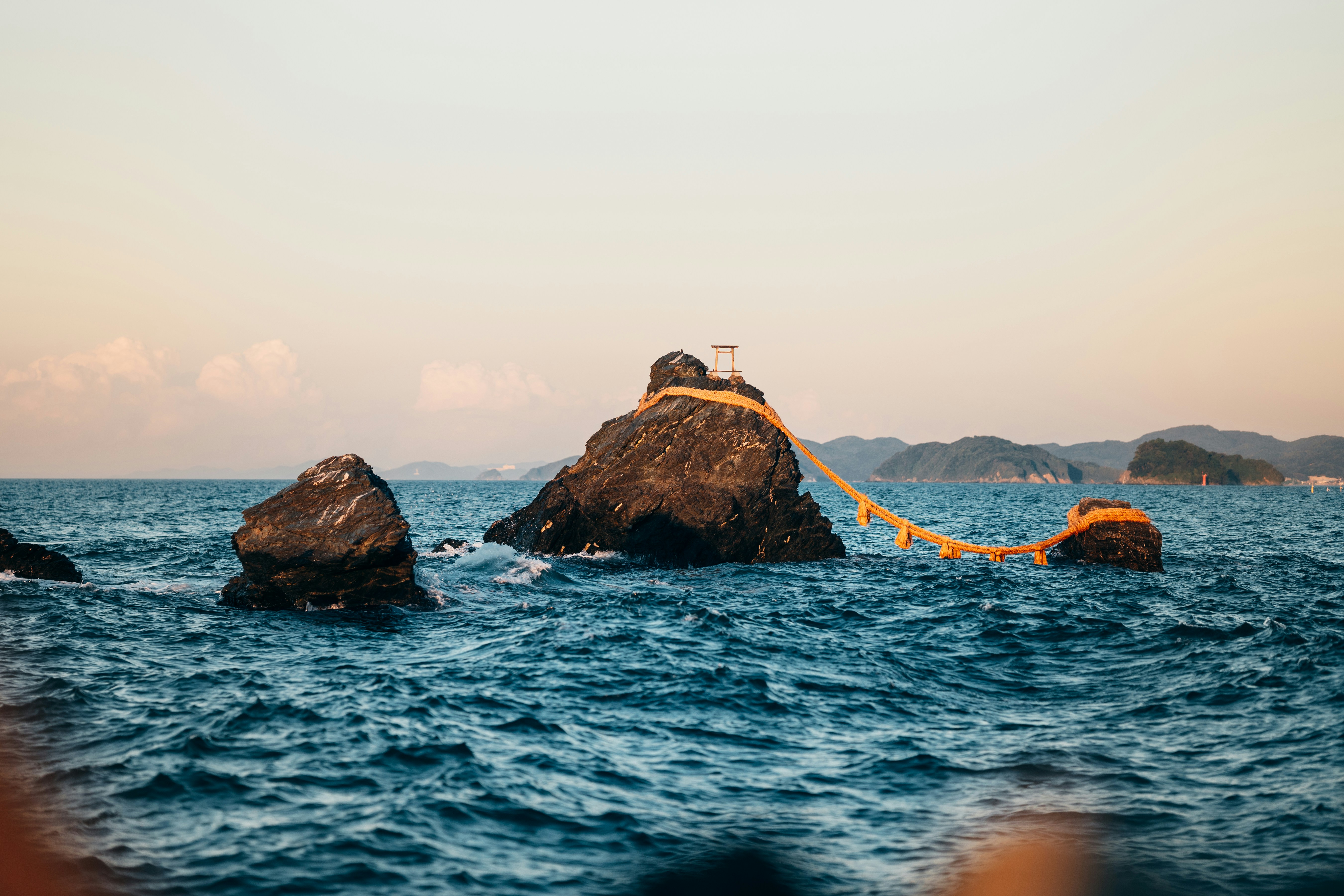 Sacred Rope over the Sea: A Shinto Island Cross in Distant Light